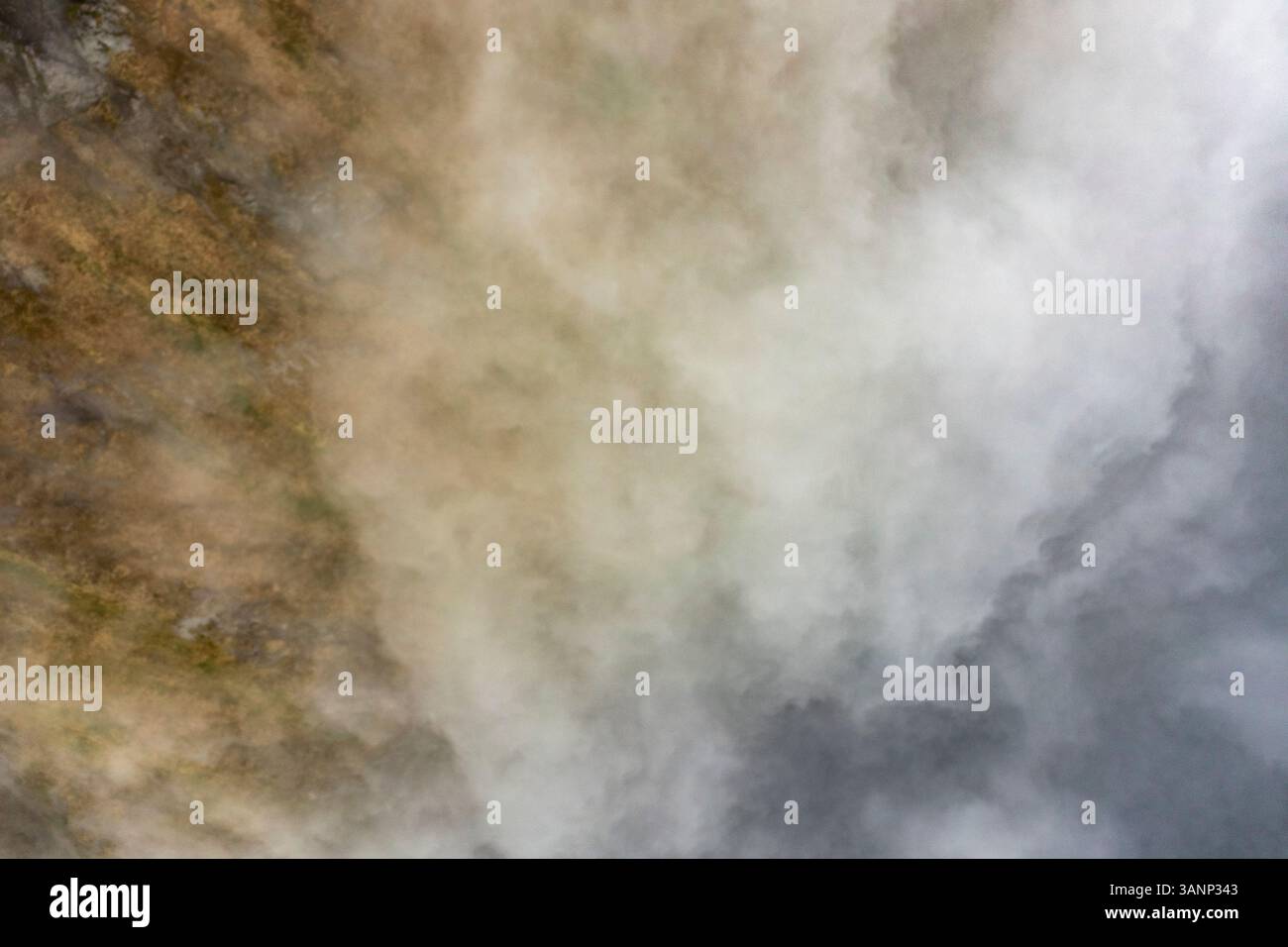 Aerial top down view of Unalaska Bay with fog, Alaska, United States ...