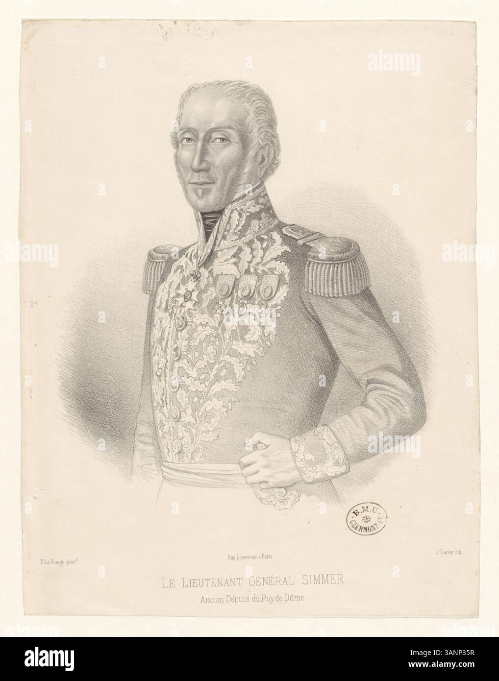 This lithograph, 'BOYER 2354,' depicts Le Lieutenant Général Baron ...