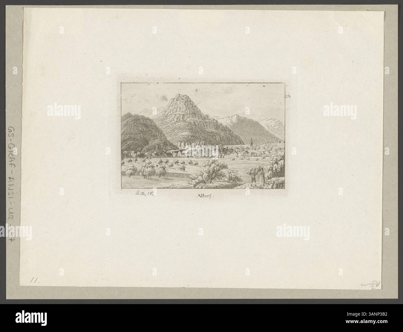 This circa 1850 aquatint and etching print depicts Altorf, showing the ...