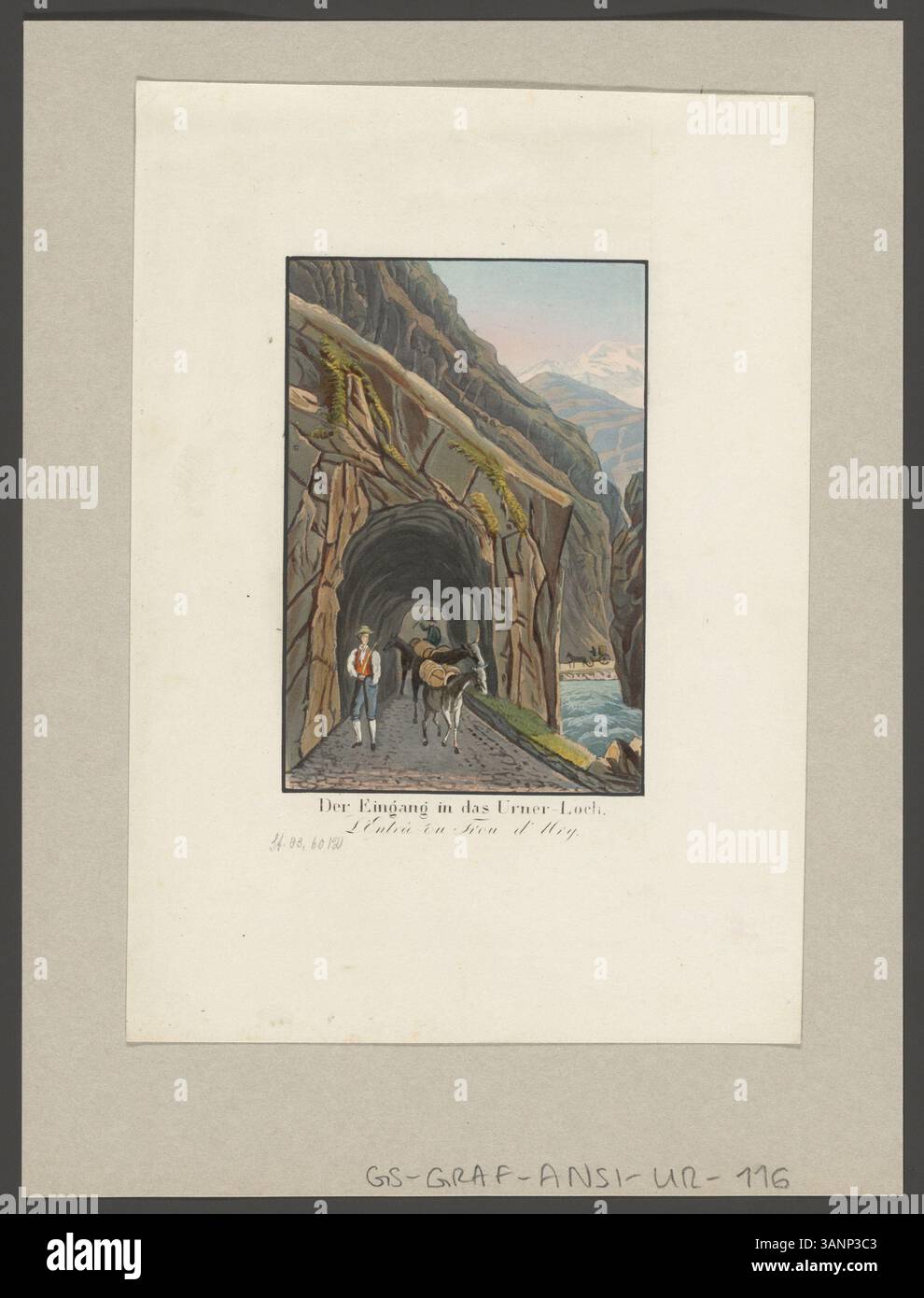This 19th-century aquatint print depicts the entrance to the Urner Loch ...