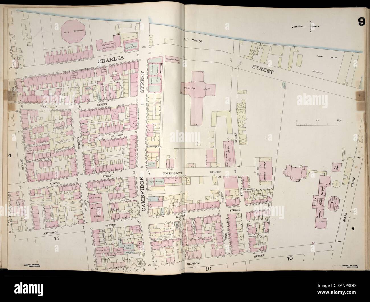 Sanborn Fire Insurance Map from Boston, Massachusetts, 1867, showing ...