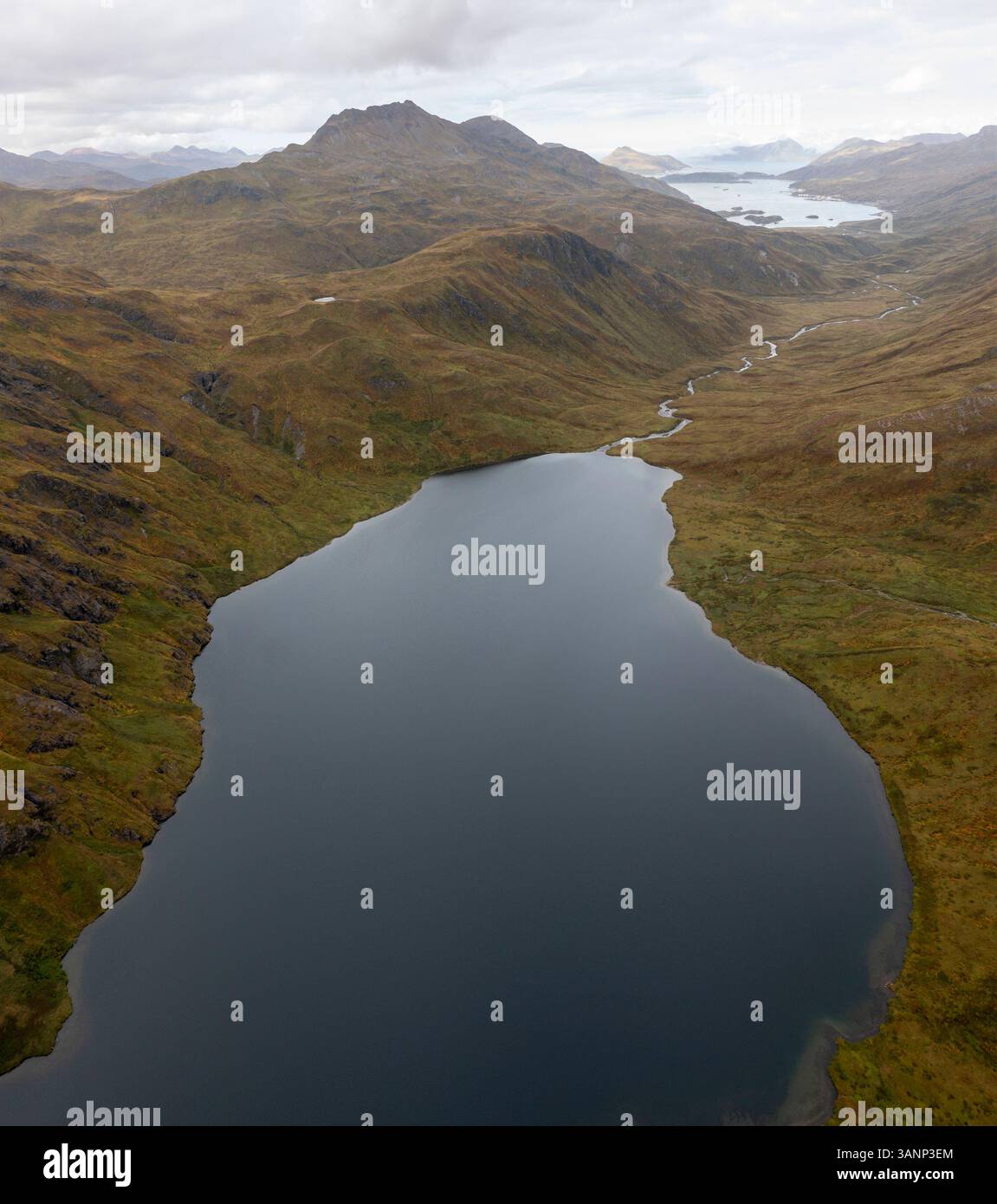 Aerial view of Captain Bay, Unalaska, Alaska, United States Stock Photo ...