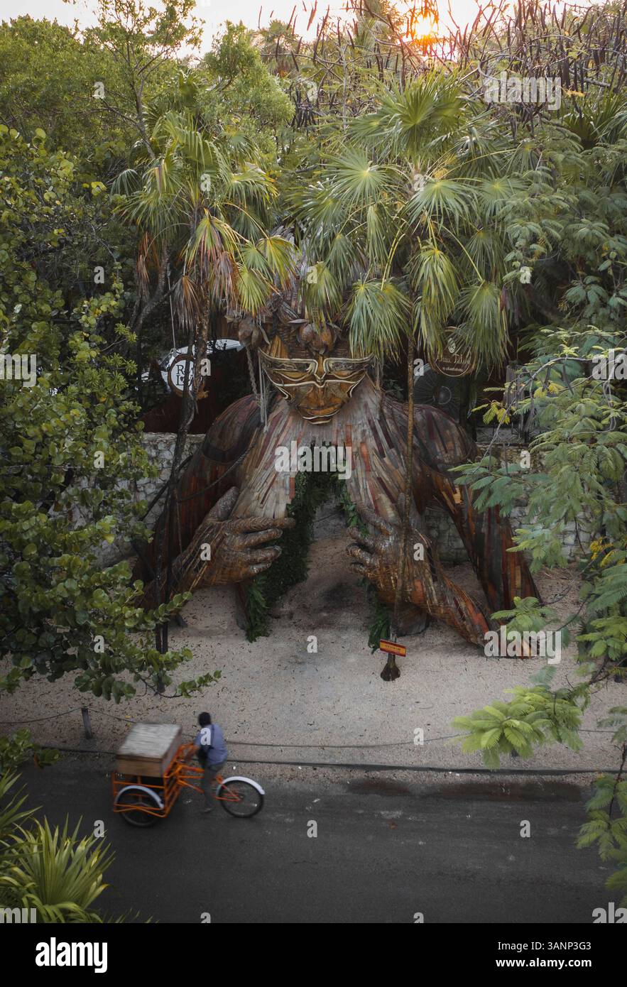 Aerial view of structure in the forest for tourist, Tulum, Mexico Stock ...