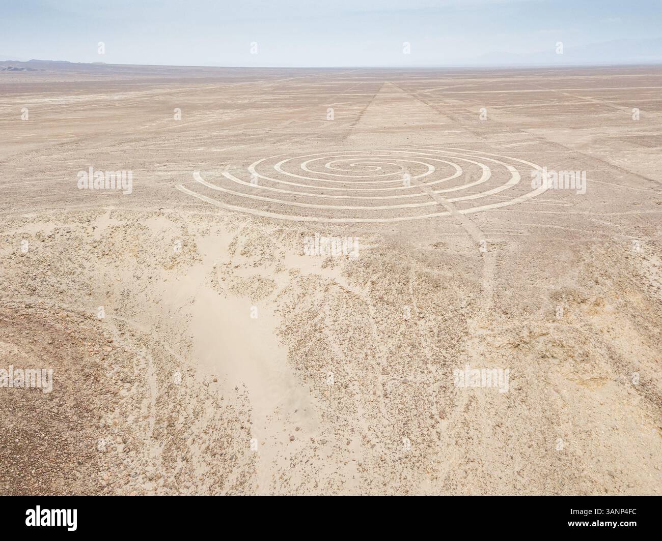 Aerial view of circular geometric shapes geoglyph in Nazca, Peru Stock ...