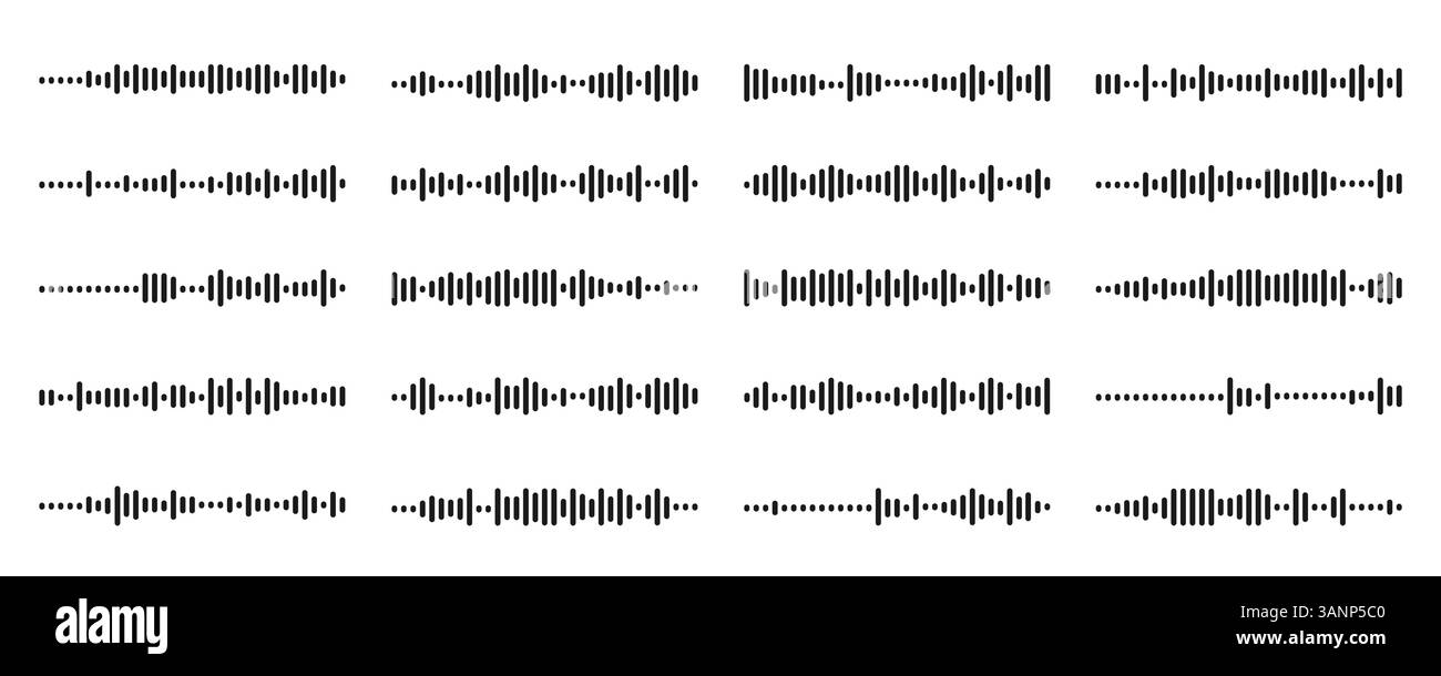 A collection of diverse sound wave patterns representing various audio ...
