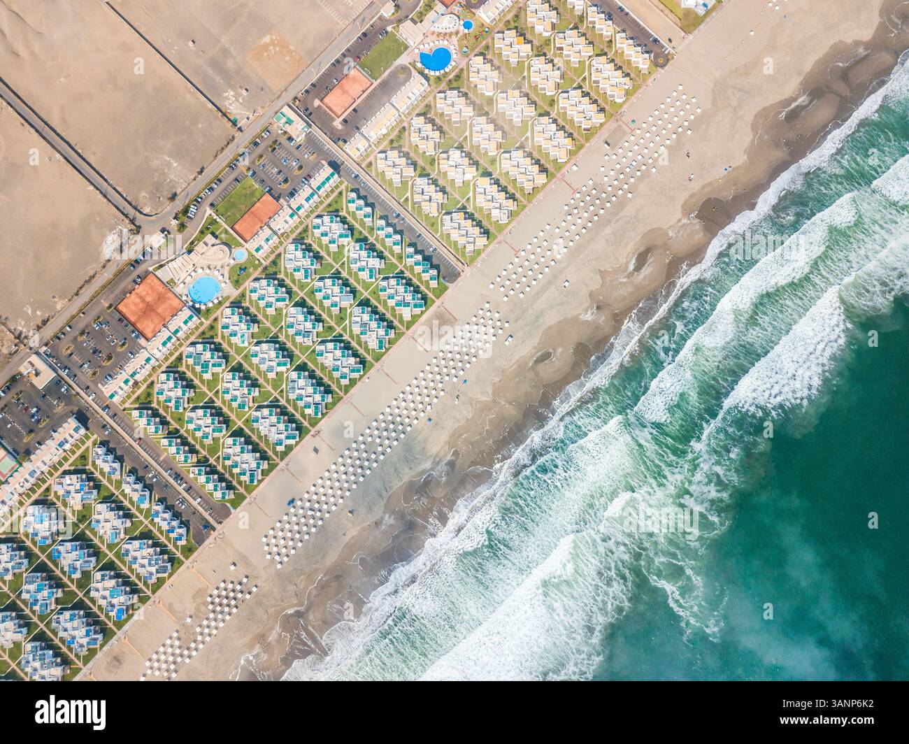 Aerial view of seaside luxury resort with swimming pools, Sarapampa, Peru Stock Photo - Alamy