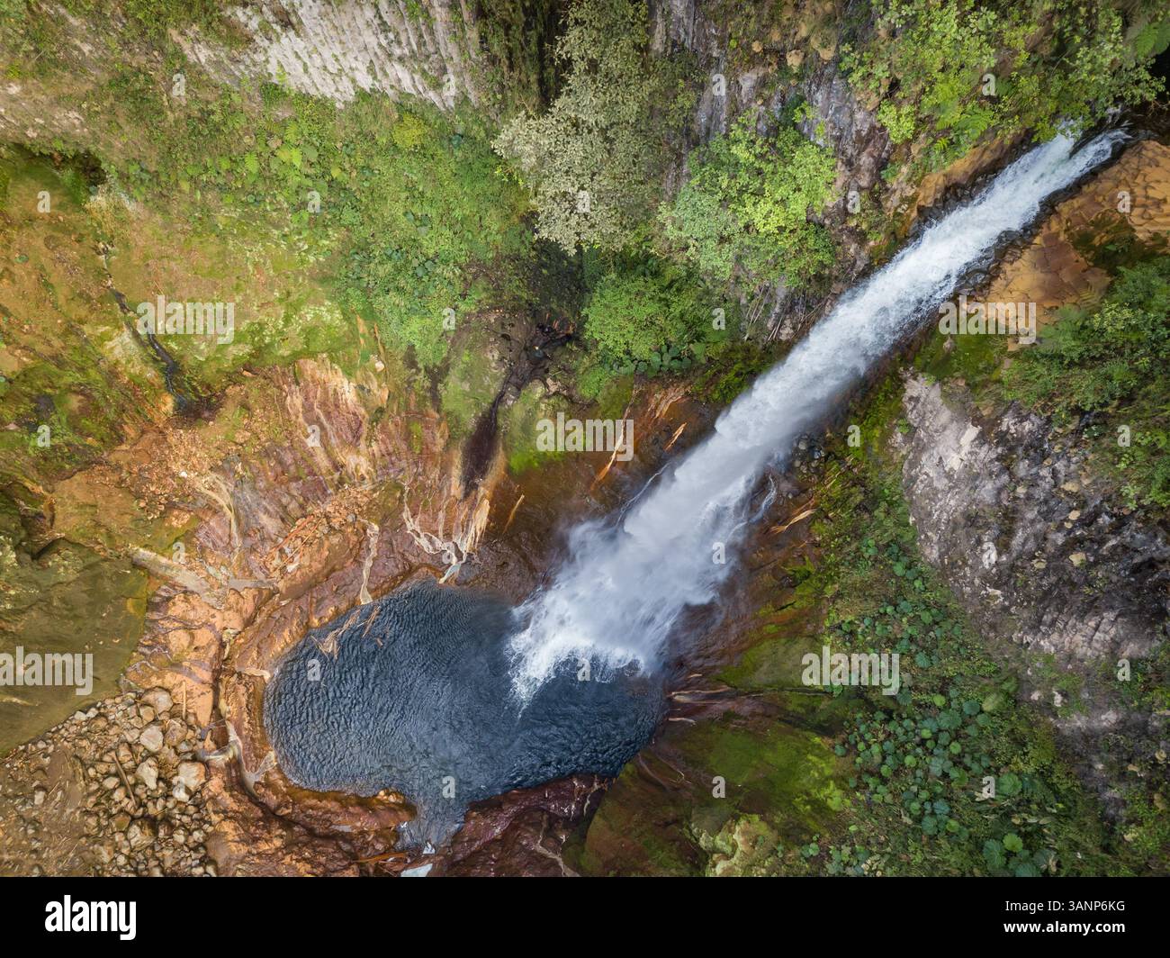 Aerial panoramic view of Catarata del Toro waterfall, Costa Rica Stock ...