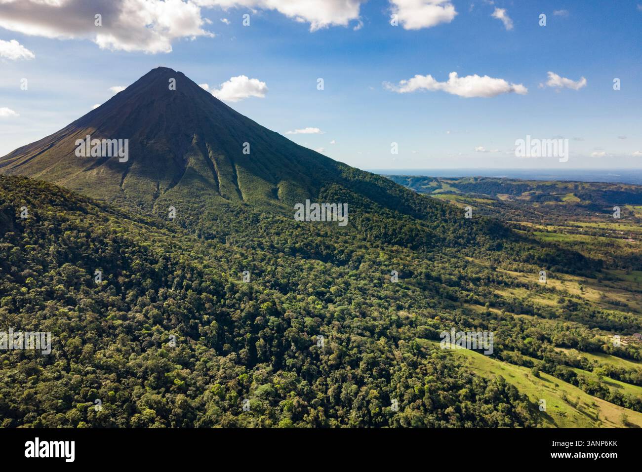 Aerial view of Chato Volcano mountain and rainforest, Costa Rica Stock ...