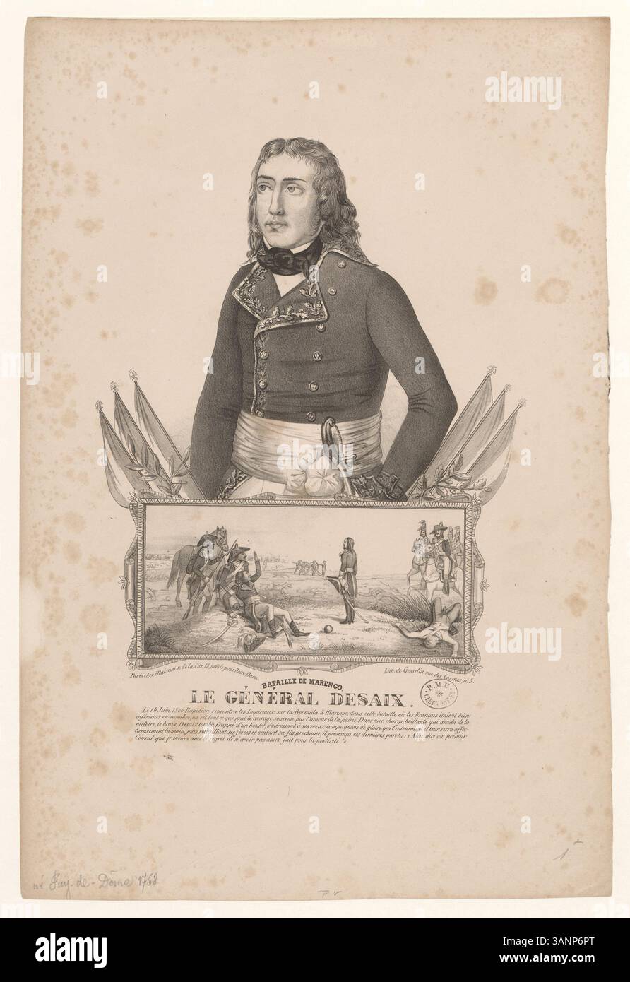 Lithograph print from the Boyer collection showing General Louis Desaix ...