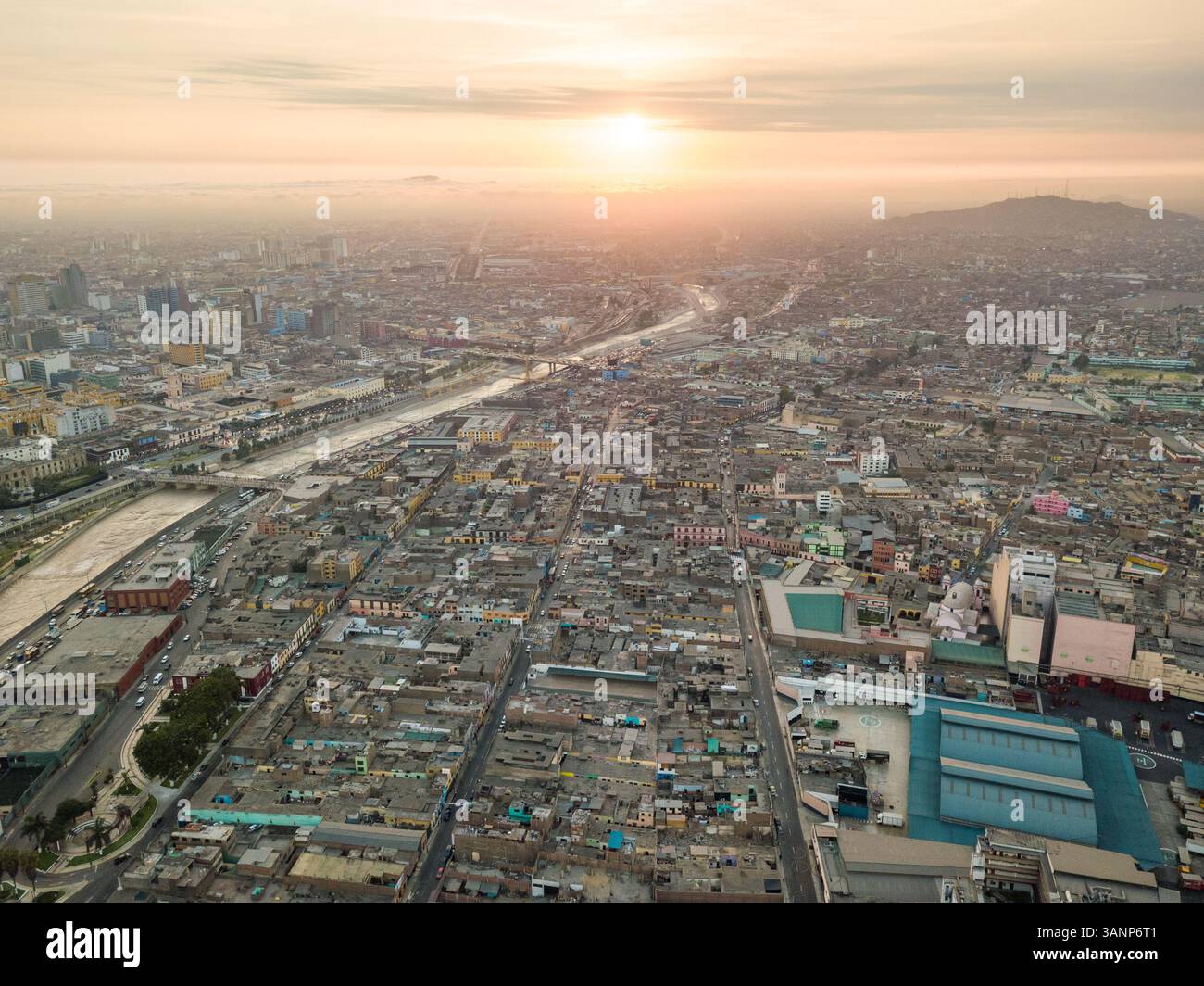 Aerial panoramic view of Lima cityscape at sunset, Peru Stock Photo - Alamy
