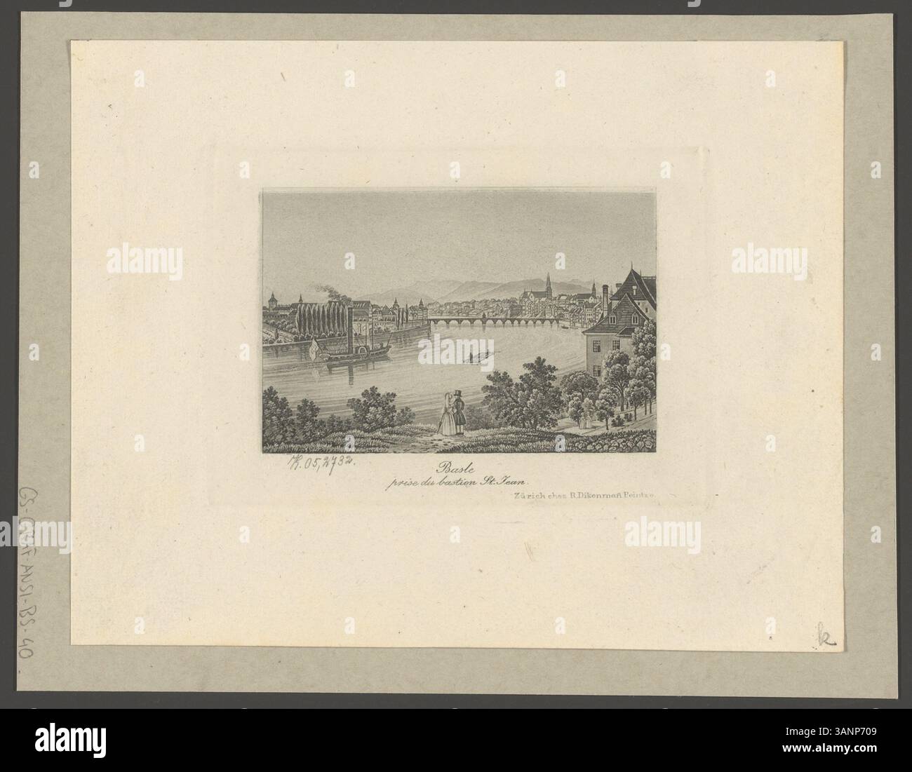 This 19th-century etching by Johann Rudolf Dikenmann features a view of ...