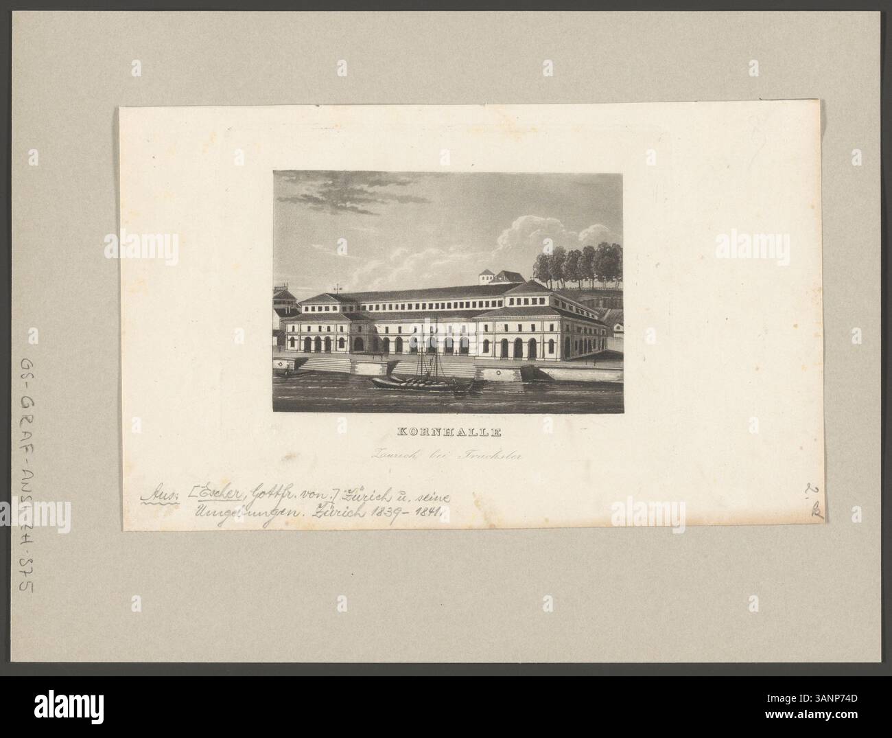 This print depicts the Kornhalle (Corn Hall) in Zurich, part of the ...