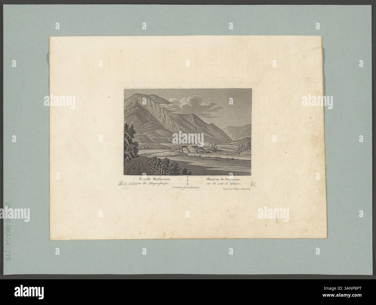 The print depicts Schloss Reichenau, located on the Splügenstrasse in ...