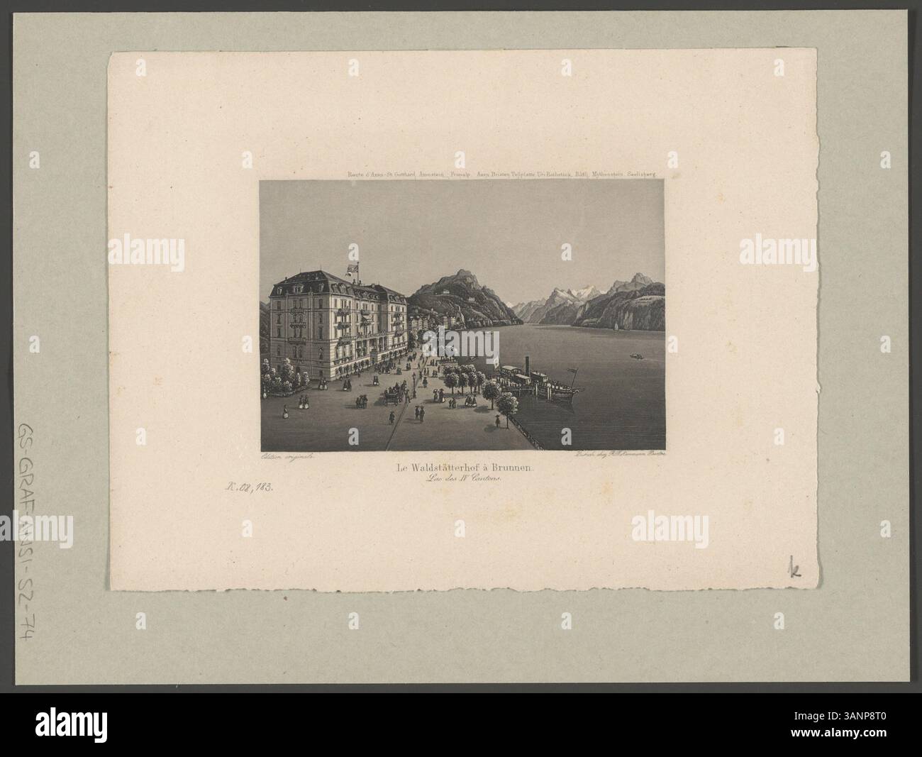 An etching and aquatint print depicting the Waldstätterhof hotel at ...