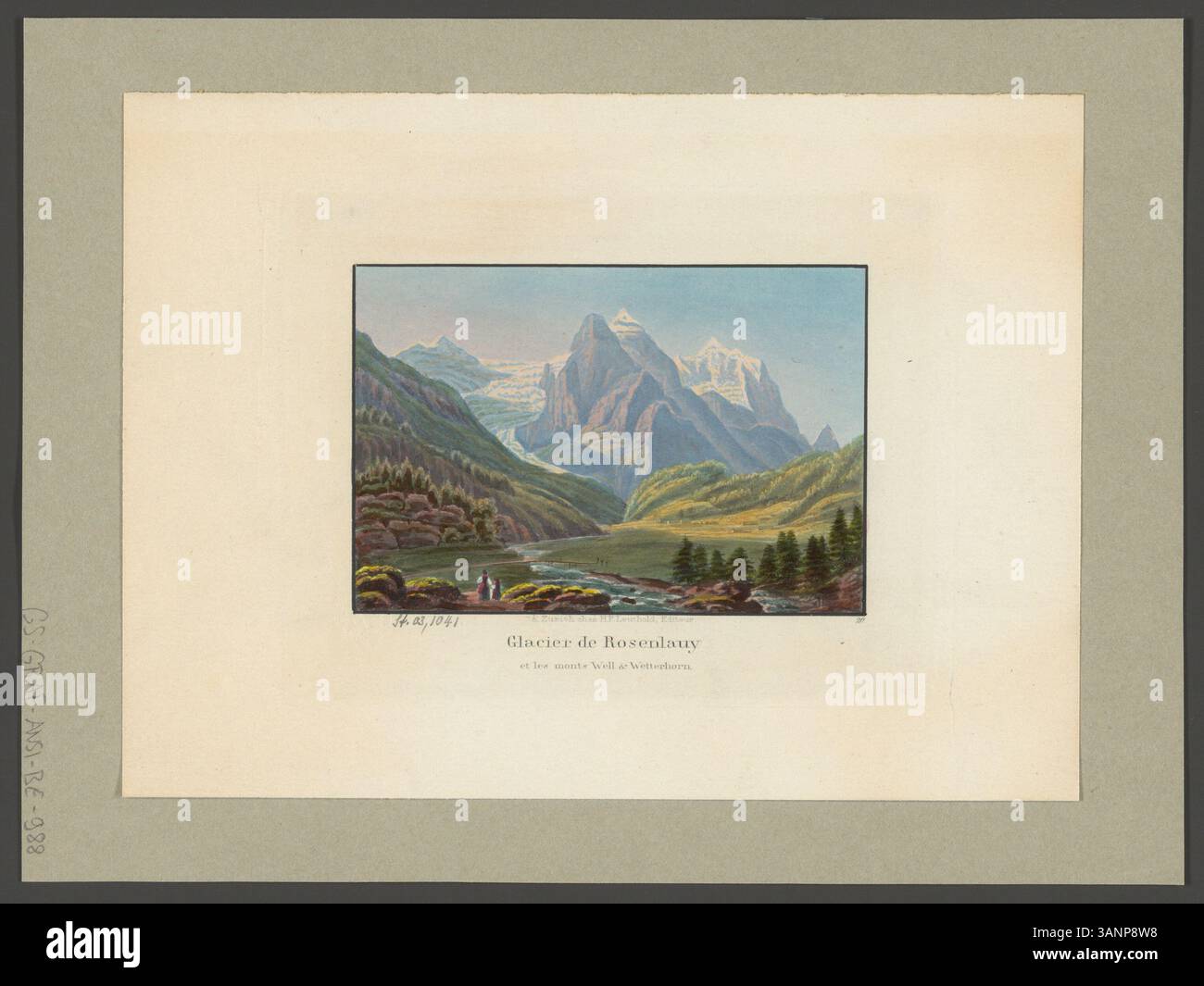 This print, produced around the 1840s, depicts the Rosenlaui Glacier ...