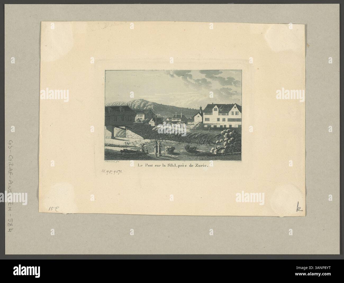 This etching and aquatint print by Johann Thomann features the Sihl ...