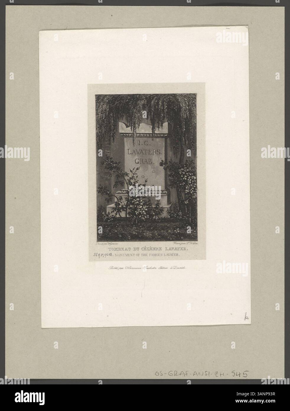 This 19th-century print illustrates the monument of the famous Swiss ...