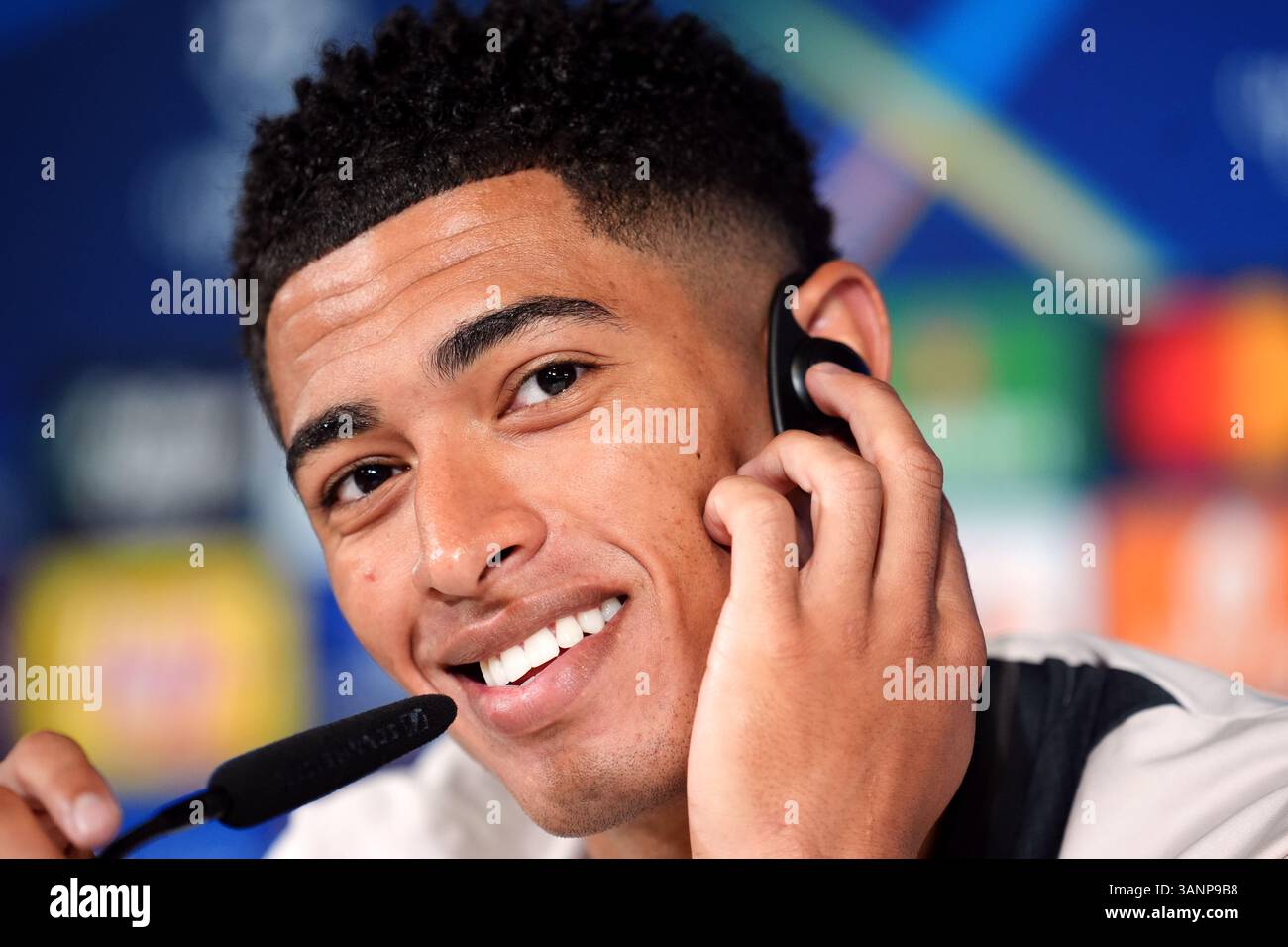 Real Madrid's Jude Bellingham during a press conference at the Ciudad Real Madrid Florentino ...