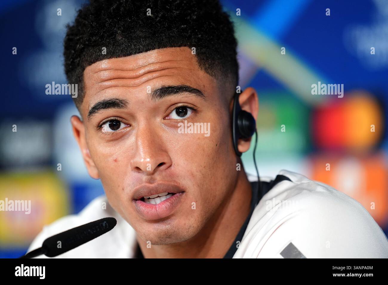 Real Madrid's Jude Bellingham during a press conference at the Ciudad Real Madrid Florentino ...