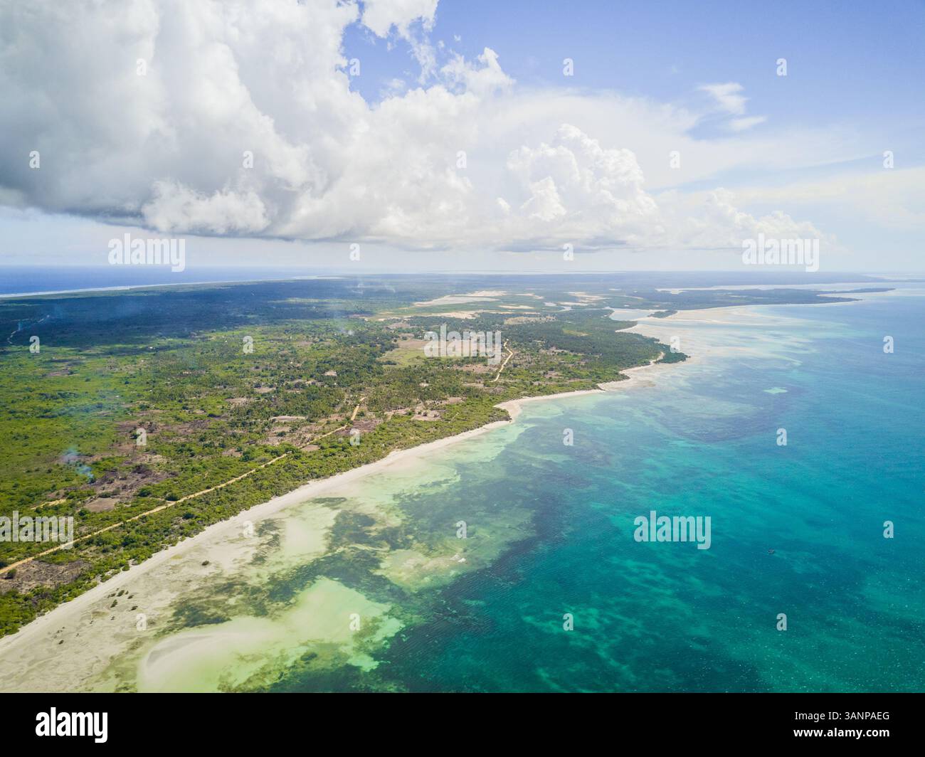 Aerial view of the paradisiac coast of Mafia Island, Tanzania Stock ...