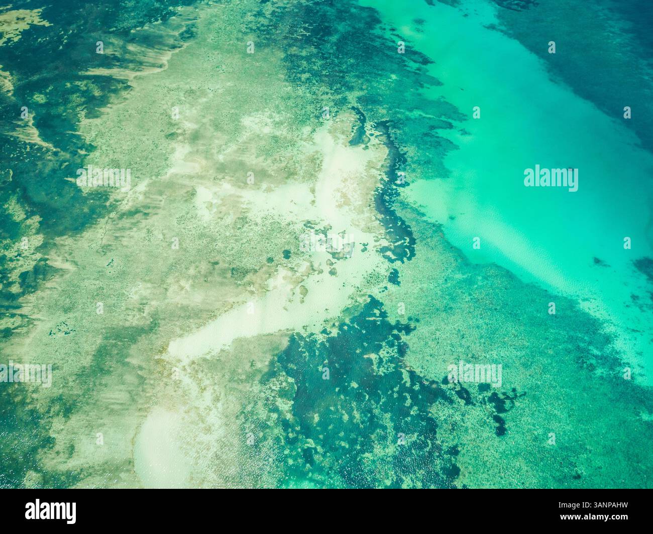 Aerial view of the paradisiac blue sea on Mafia Island, Tanzania Stock ...