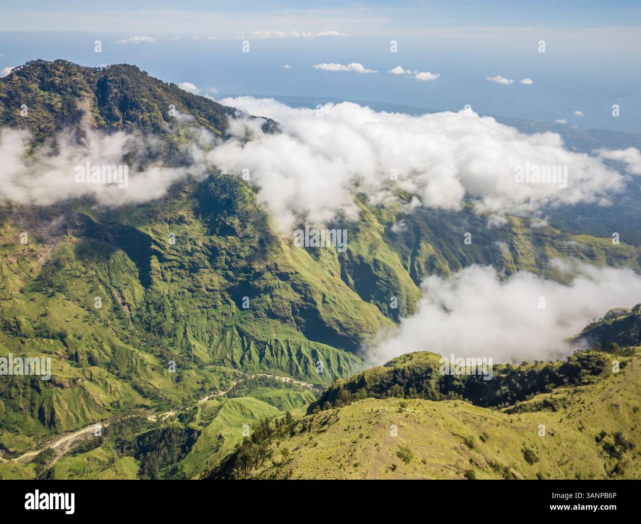 Aerial view of Mount Rinjani National Park in Lombok Island of ...