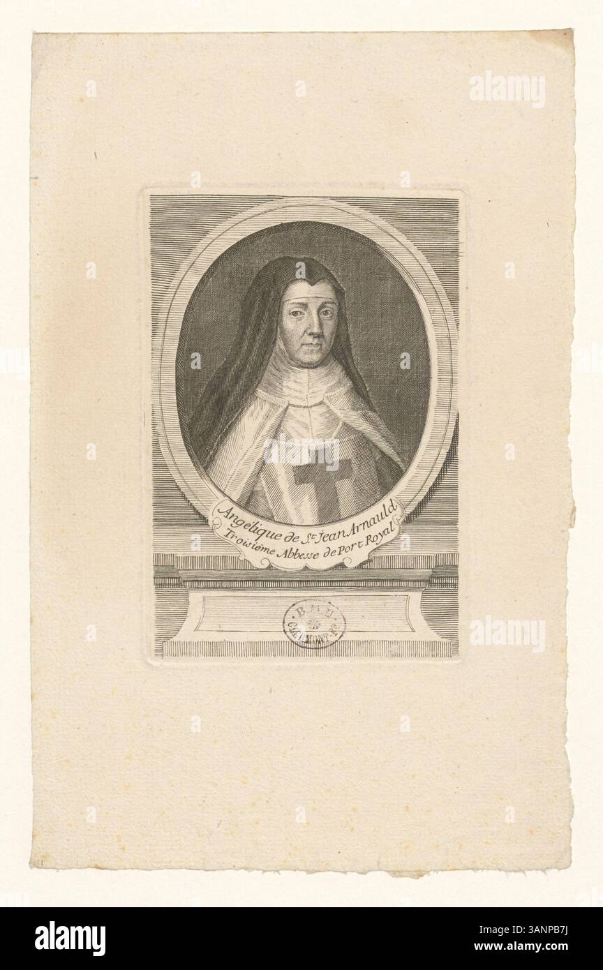 This intaglio print depicts Angélique de St Jean Arnauld, the third ...