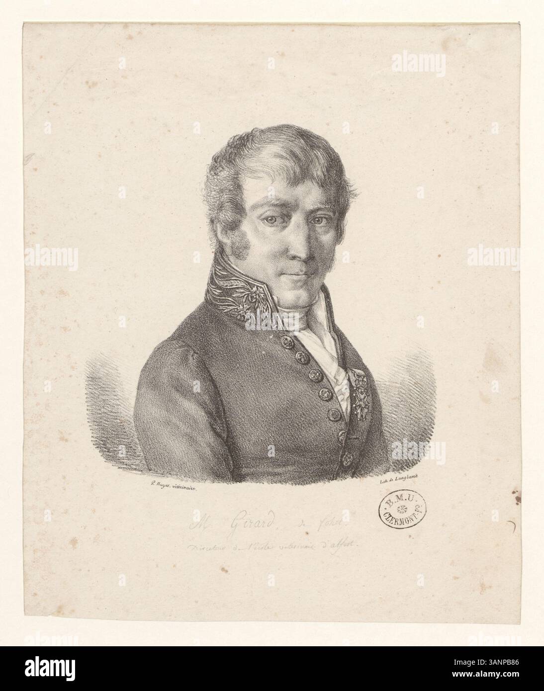 Jean Girard is featured in this lithograph, a print made by the artist ...