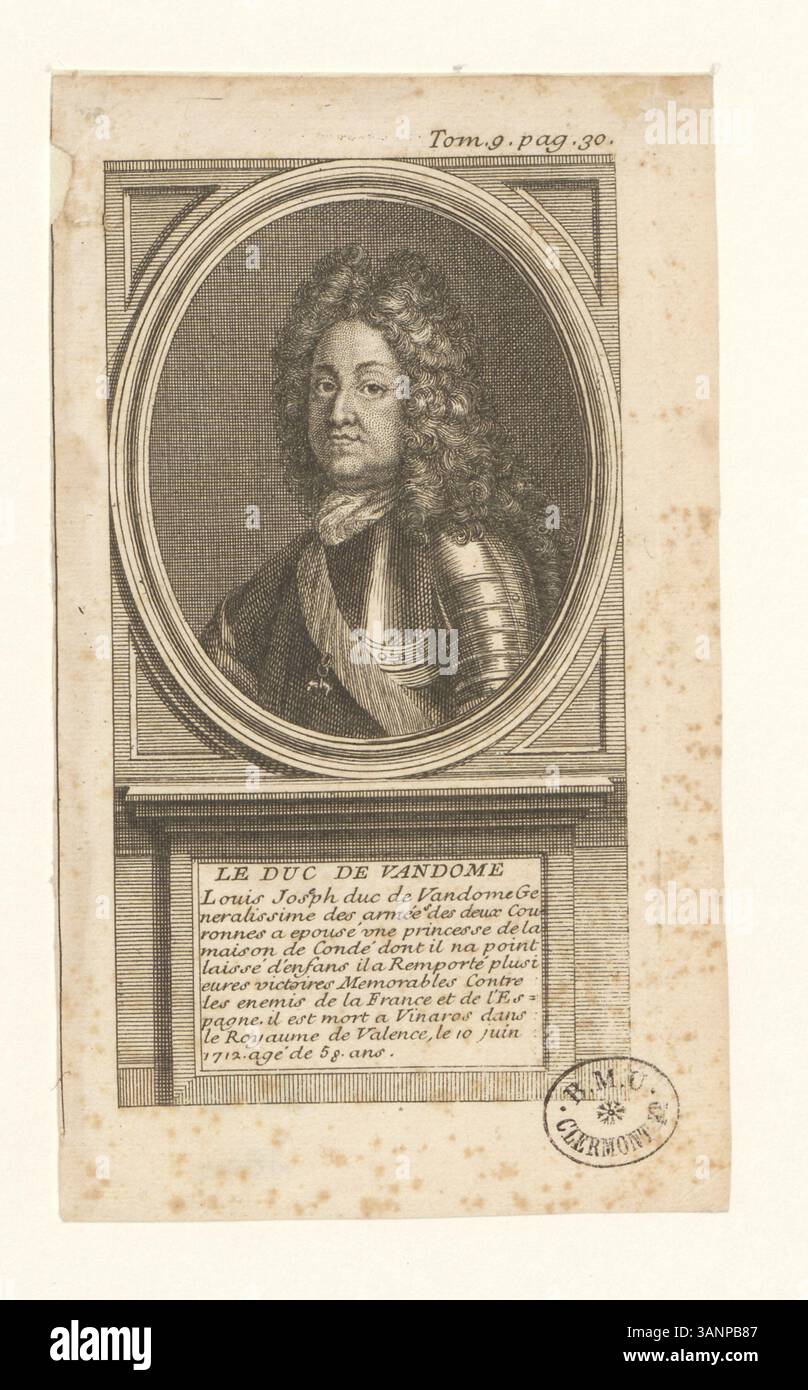 This print portrays Louis Joseph, Duke of Vendôme. Known for his ...