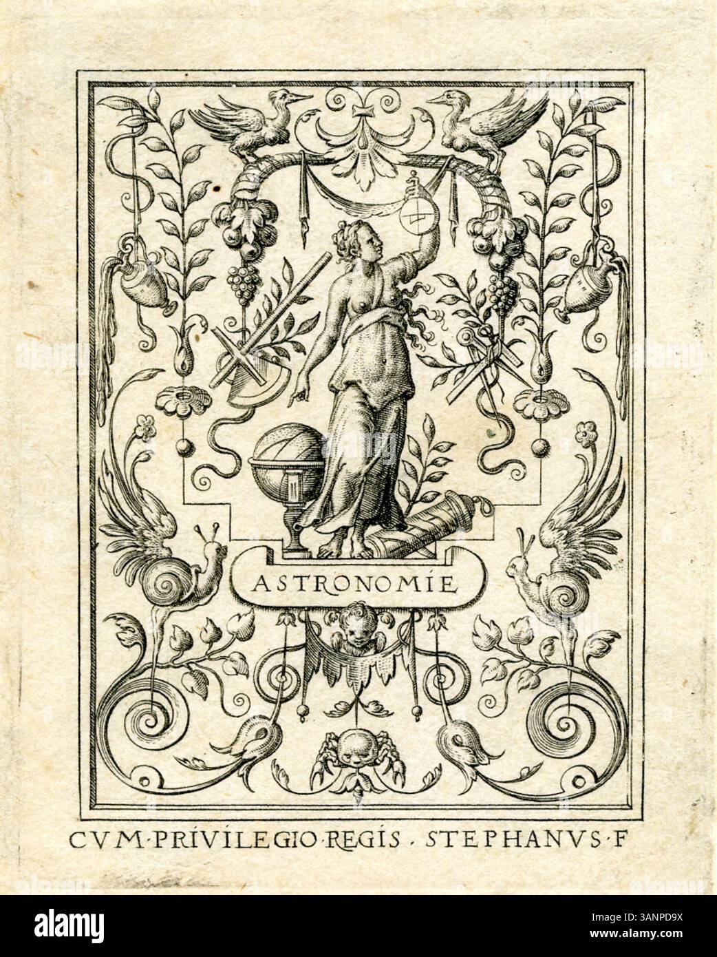 Print titled 'La Astronomie' by Étienne Delaune, created in 1561. It ...