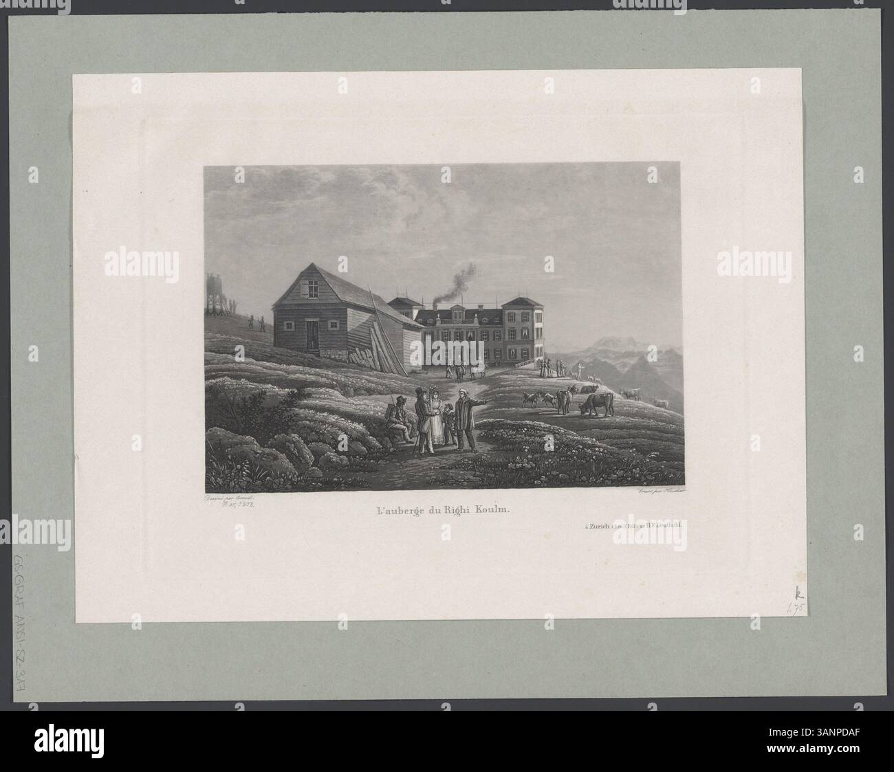 Aquatint and etching print depicting the Auberge du Righi Koulm ...