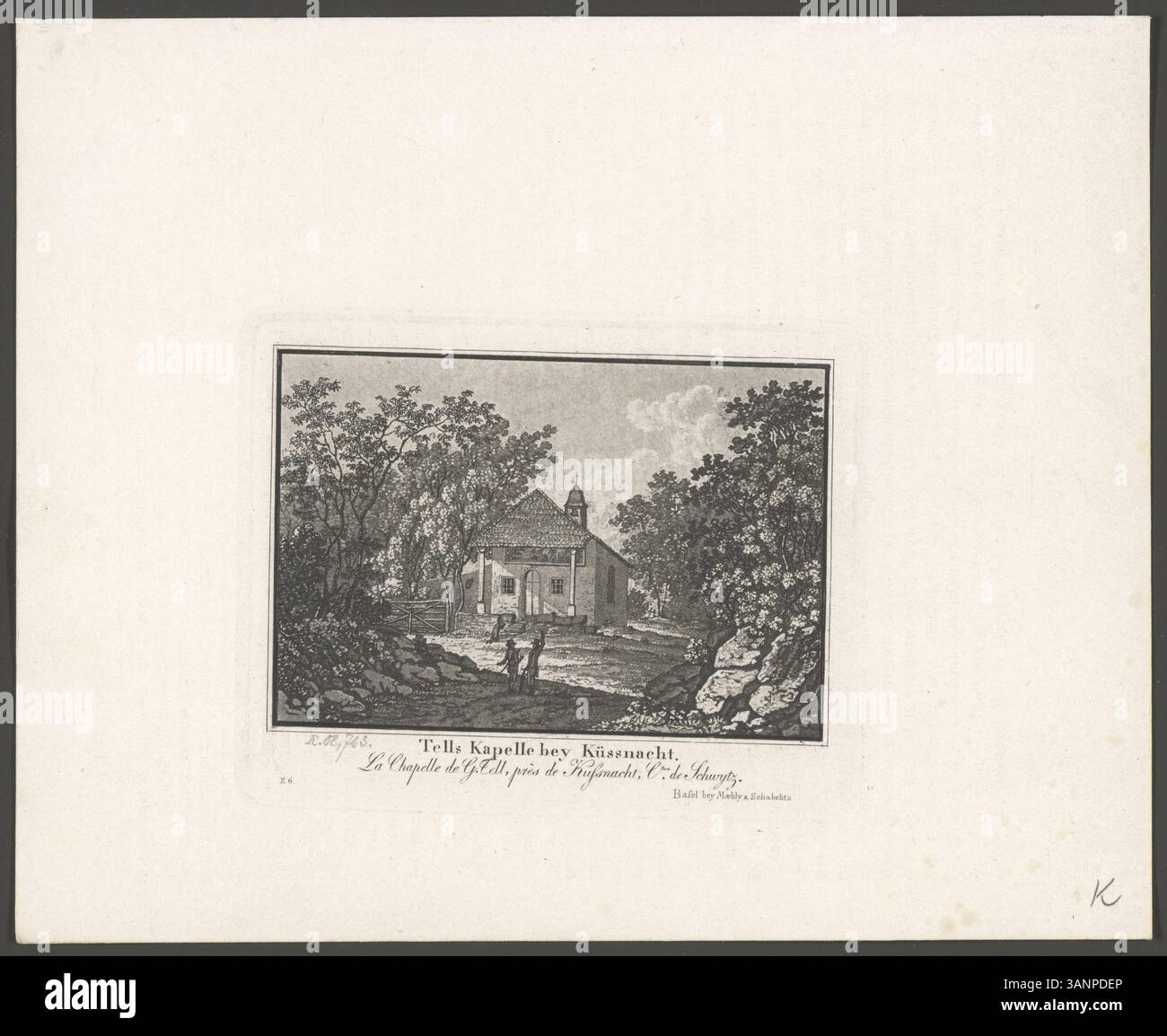 This aquatint print from 1834 depicts the Chapel of William Tell near ...