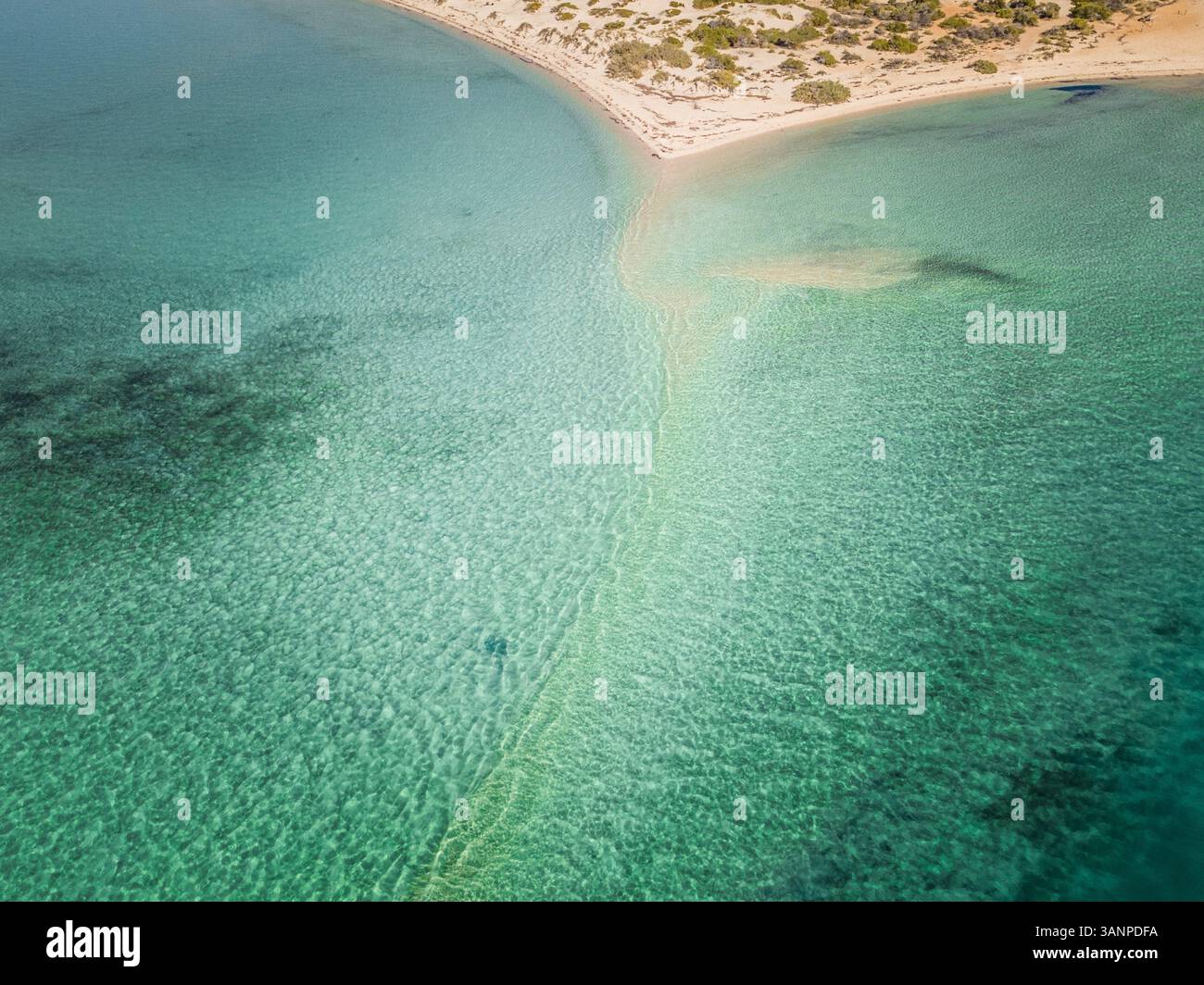 Aerial view of Monkey Mia beach and clear blue sea in Australia Stock ...
