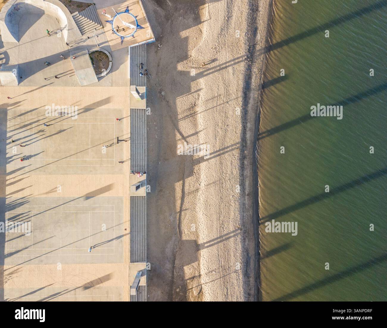 Aerial view of beachfront activity area in Punta Arenas, Chile Stock ...