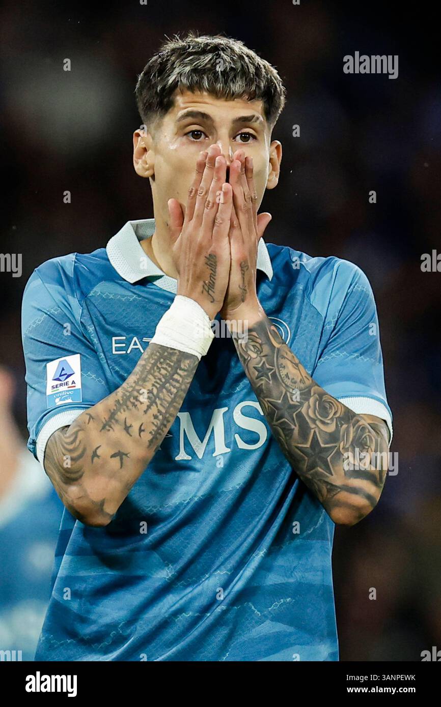 Napoli, Italia. 23rd Jan, 2022. Napoli's Mathias Olivera looks dejected ...