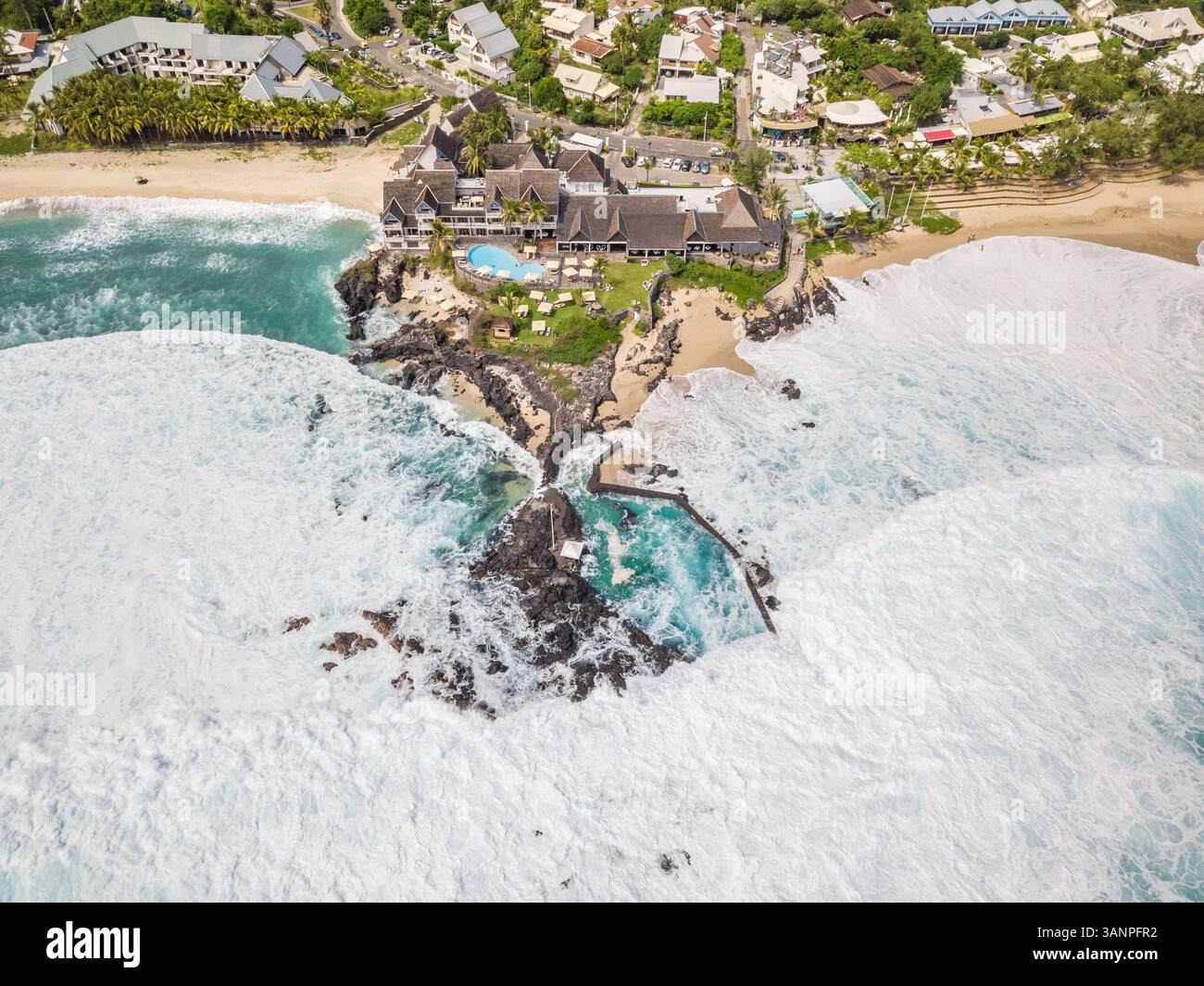 LA REUNION ISLAND - 14 APRIL 2018: Aerial view of Boucan Canot hotel ...