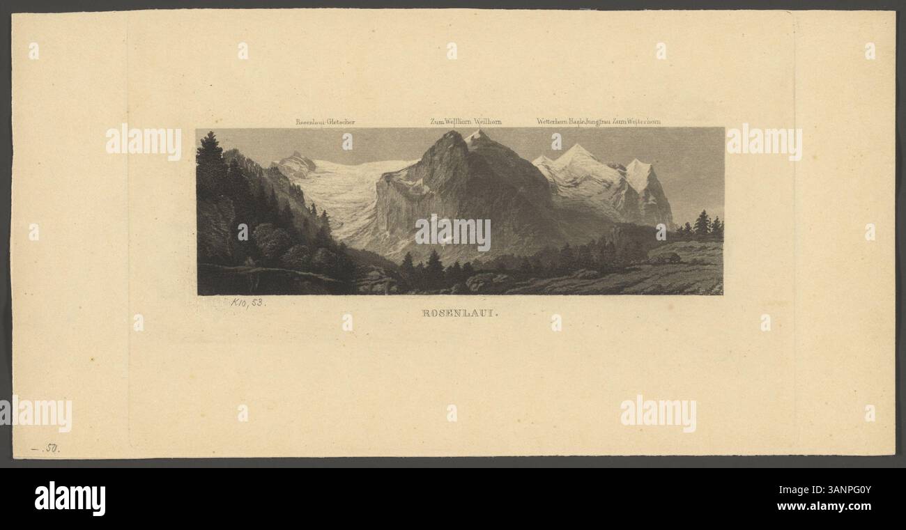 This 19th-century print features Rosenlaui, part of the 'Panoramas de la Suisse' series, created ...