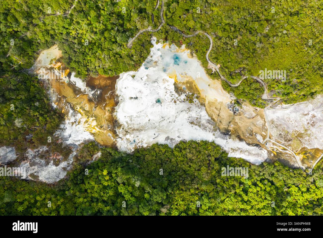 Aerial view of Orakei Korako Geothermal Park, New Zealand Stock Photo ...