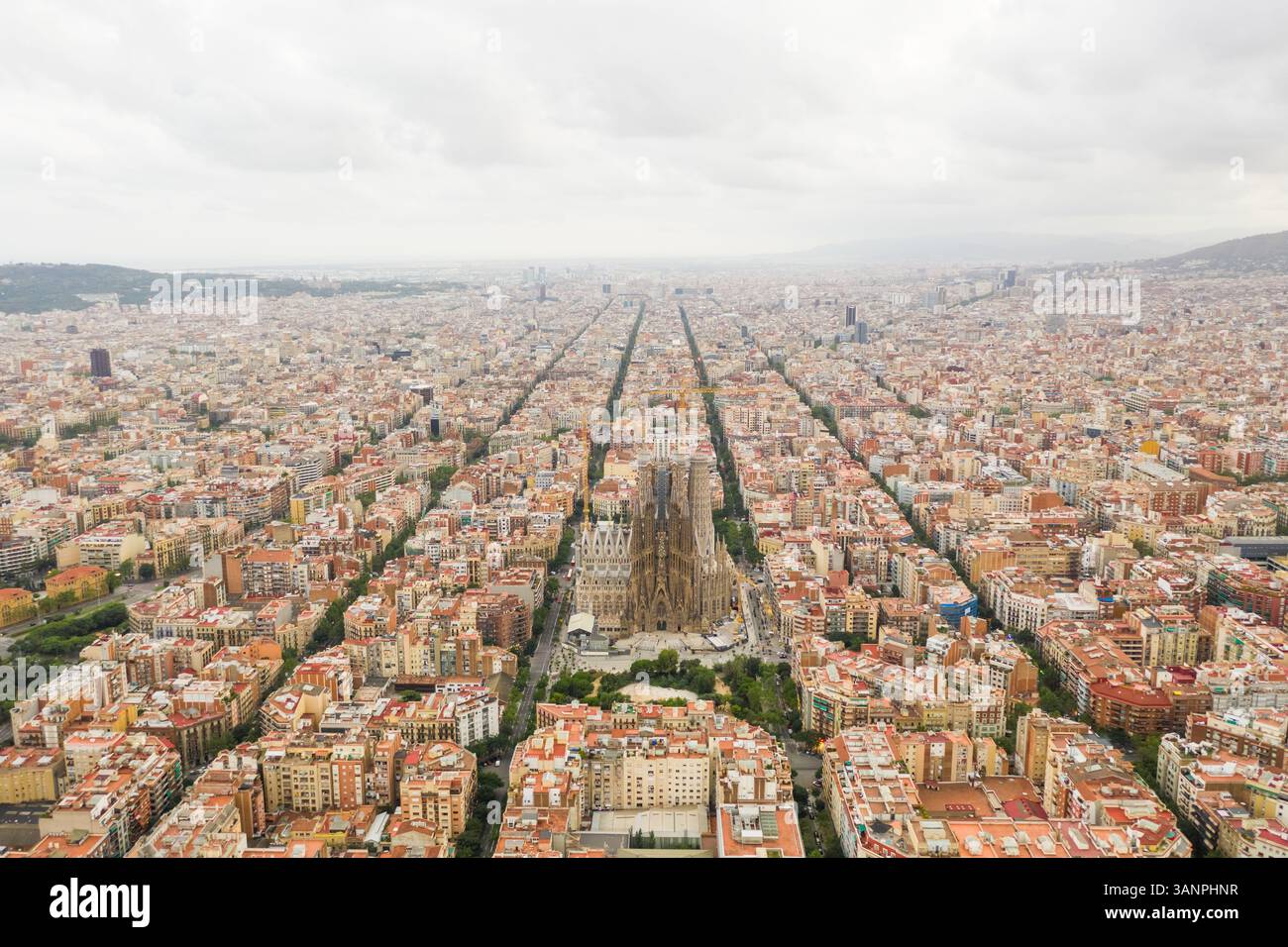 Aerial view of the Basilica Sagrada Familia, Barcelona, Spain Stock ...