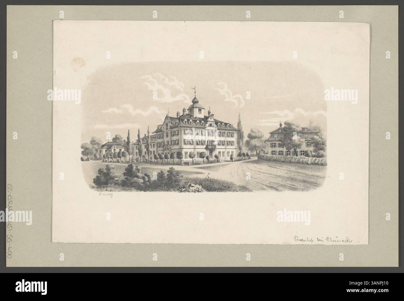 This 19th-century lithograph depicts the Löwenhof in Rheineck ...