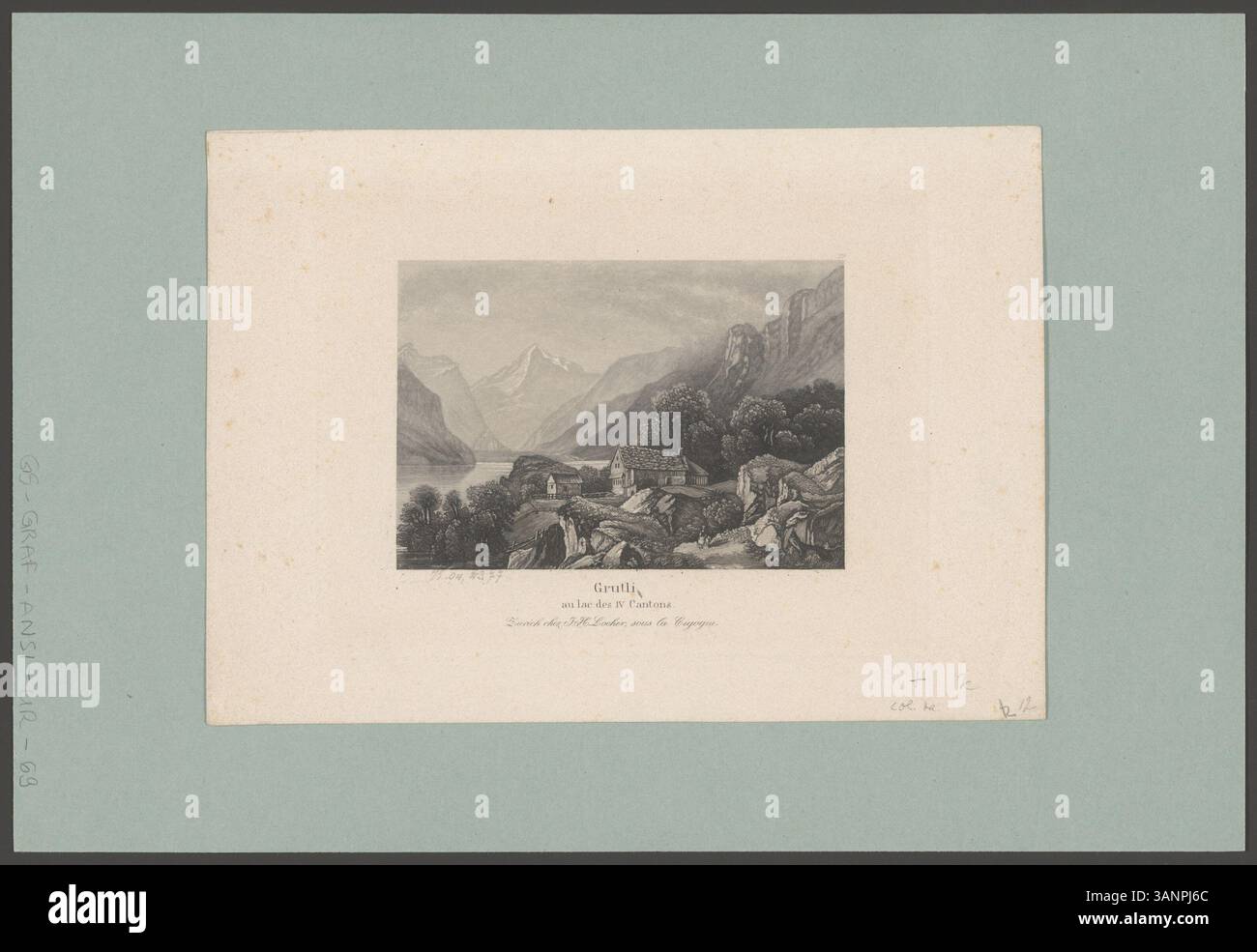 This aquatint print from circa 1850 by Johann Heinrich Locher captures the Rütli Meadow and the ...