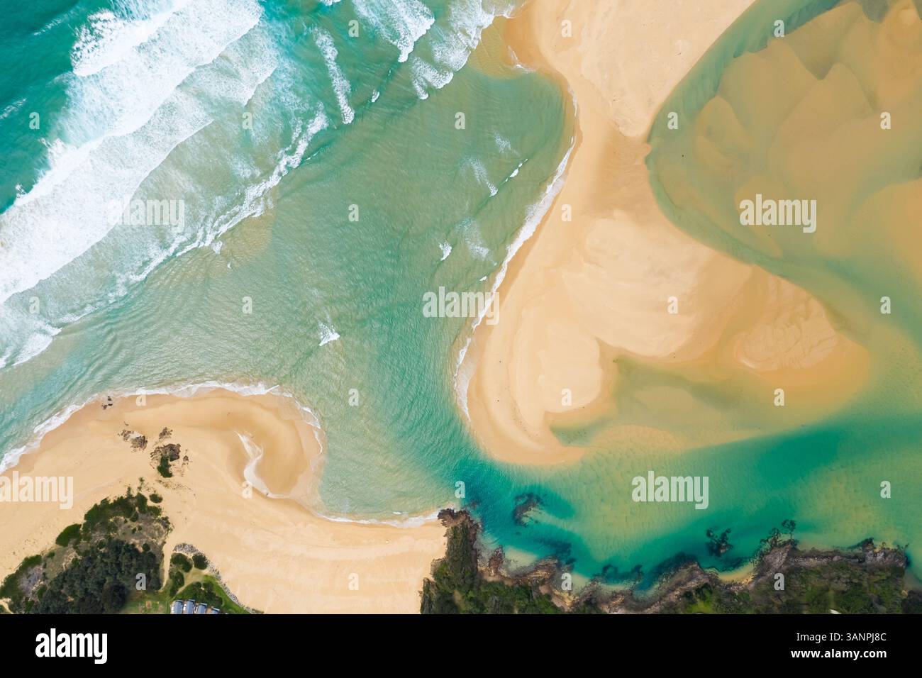 Aerial view over beach at Wallaga lake reserve, Australia Stock Photo ...
