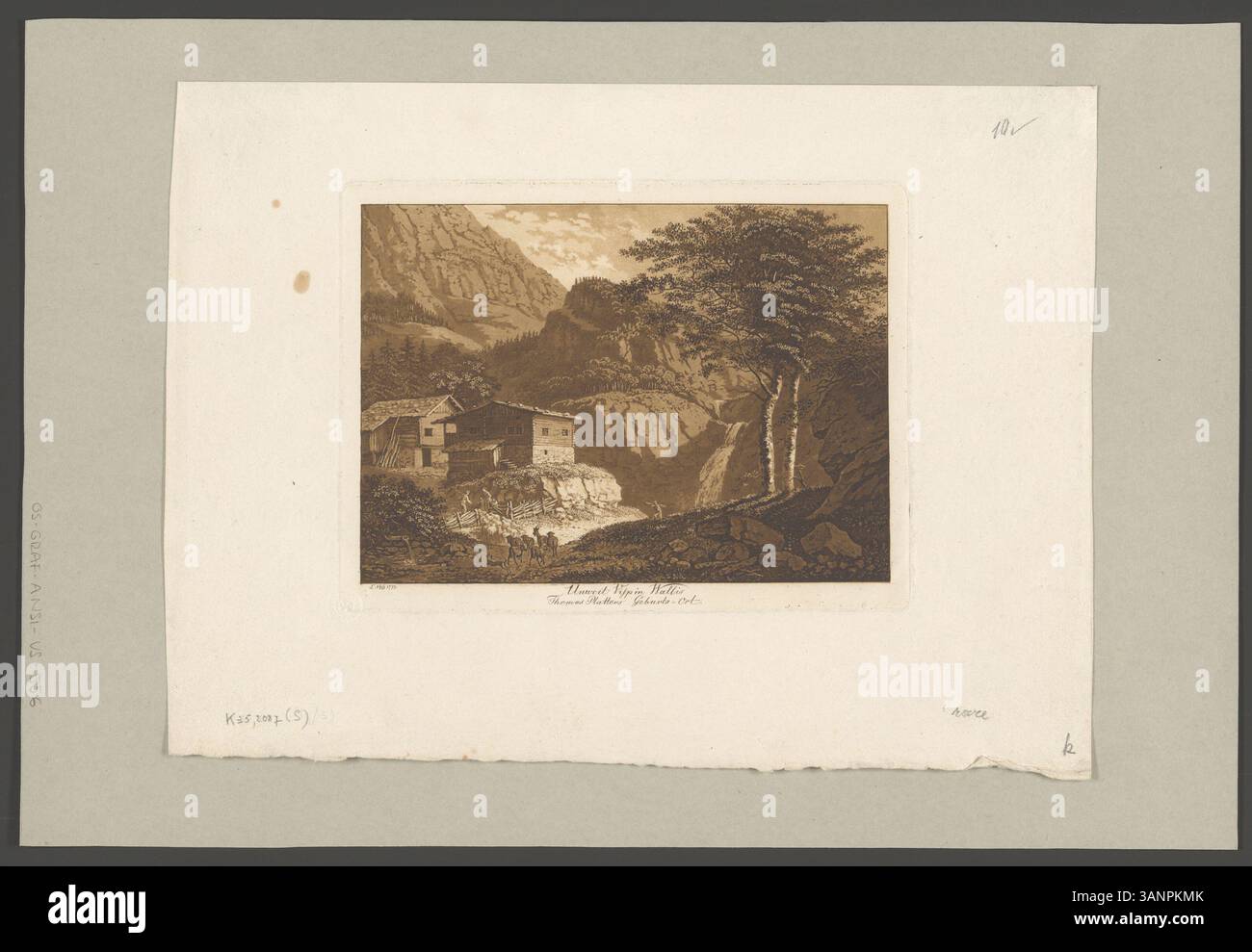 Ludwig Hess's aquatint print from 1799 depicting the area near Visp in ...