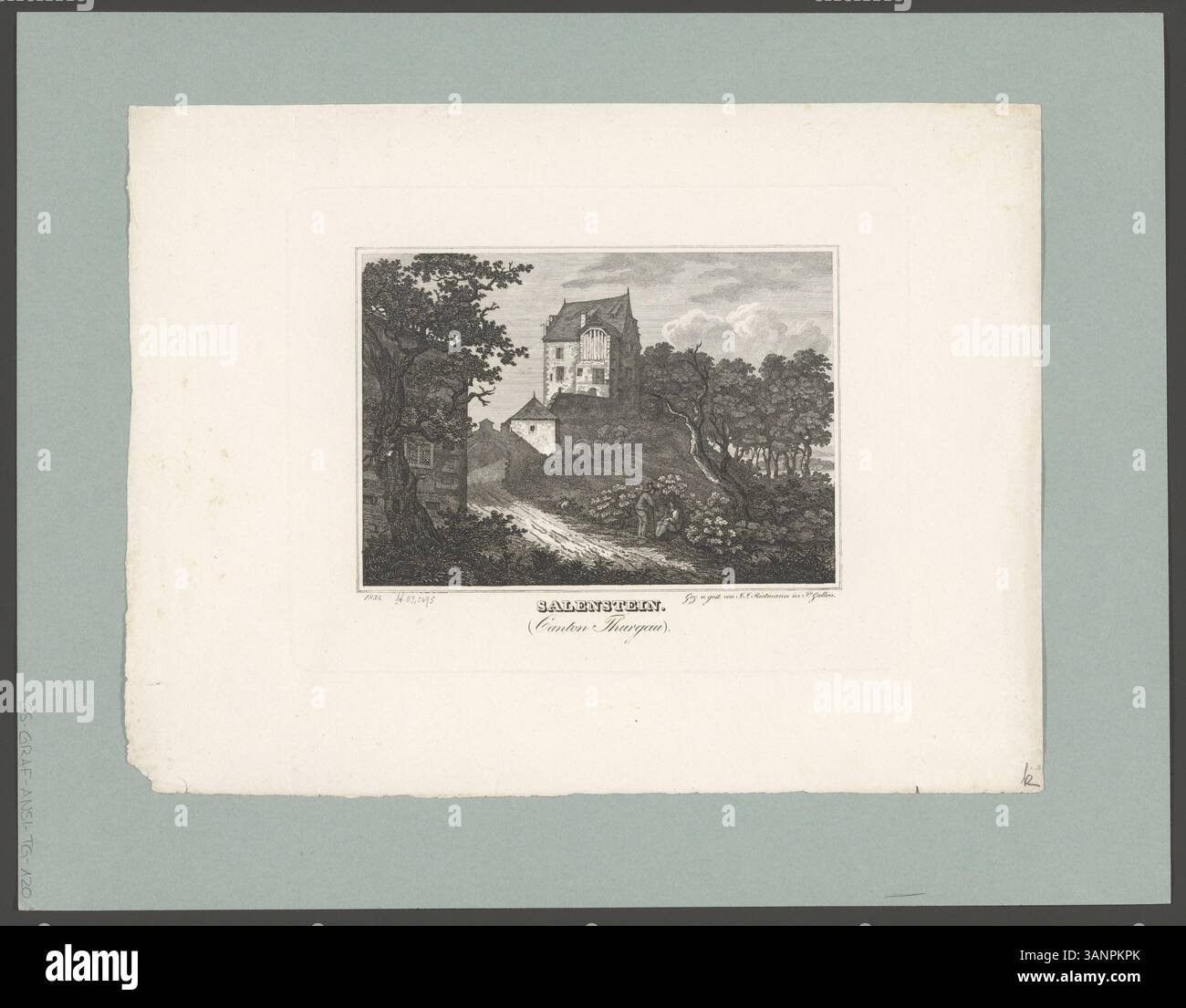 This etching by Johann Jakob Rietmann depicts Salenstein, a town in the ...