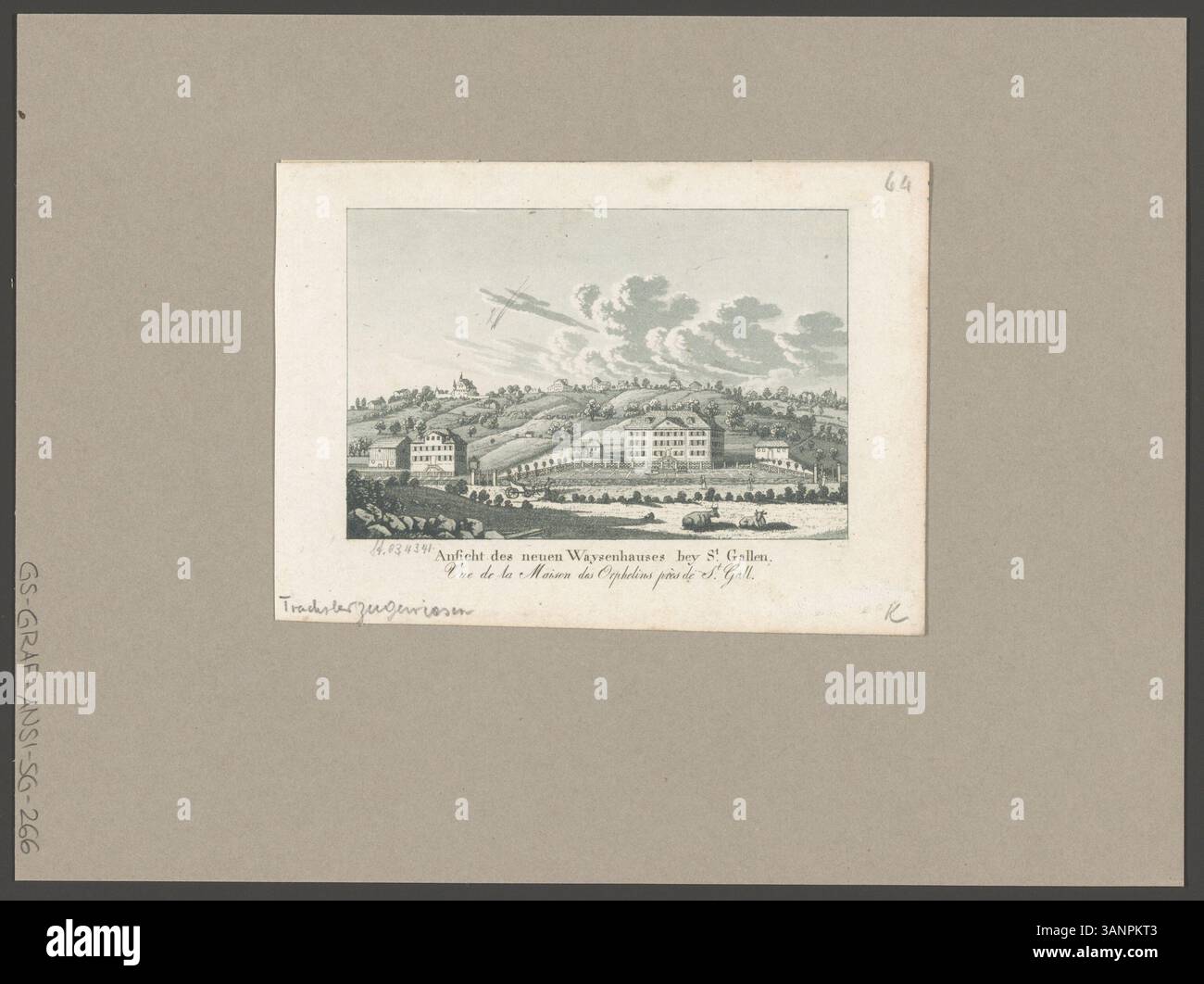 This print depicts the newly built Waysenhaus (Orphanage) near St ...