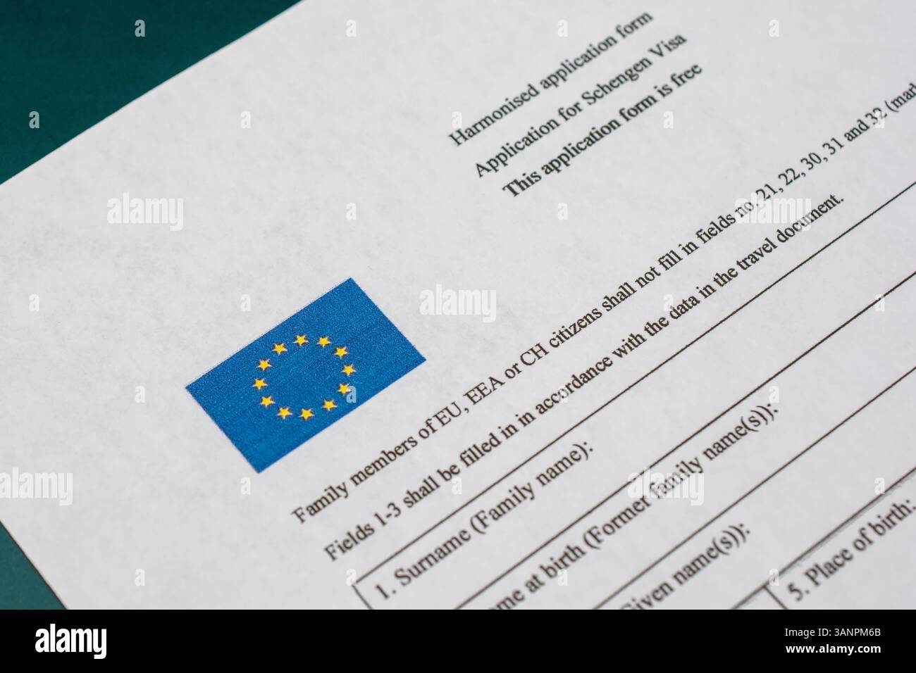 Schengen visa application form concept Stock Photo - Alamy