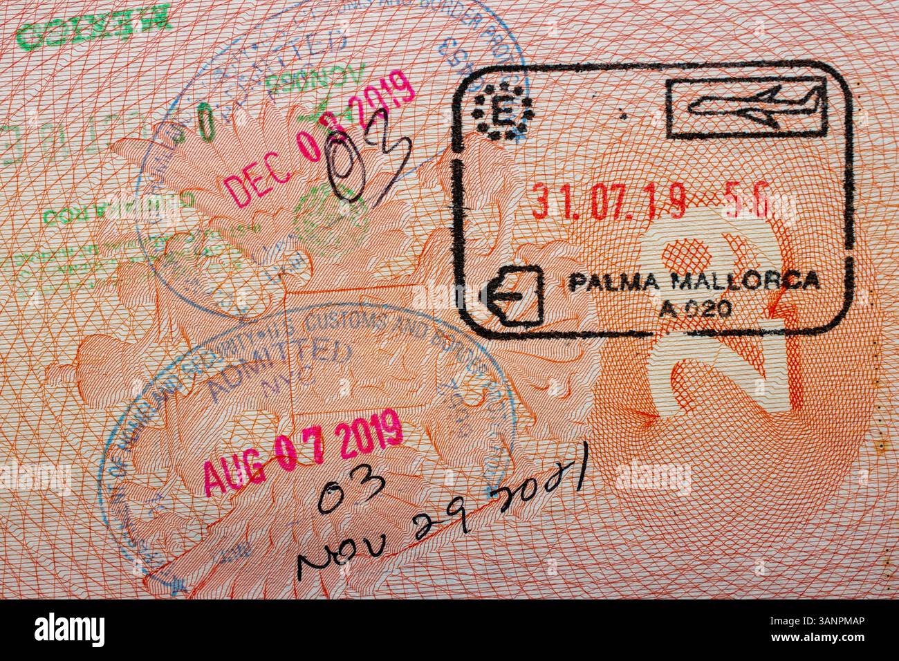 passport full of stamped pages, symbol of international travel and ...