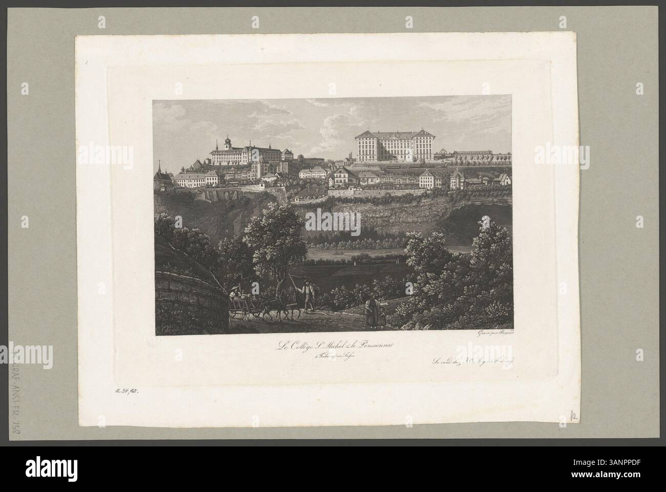 This aquatint print by Jean Bryner depicts the College St. Michel and ...