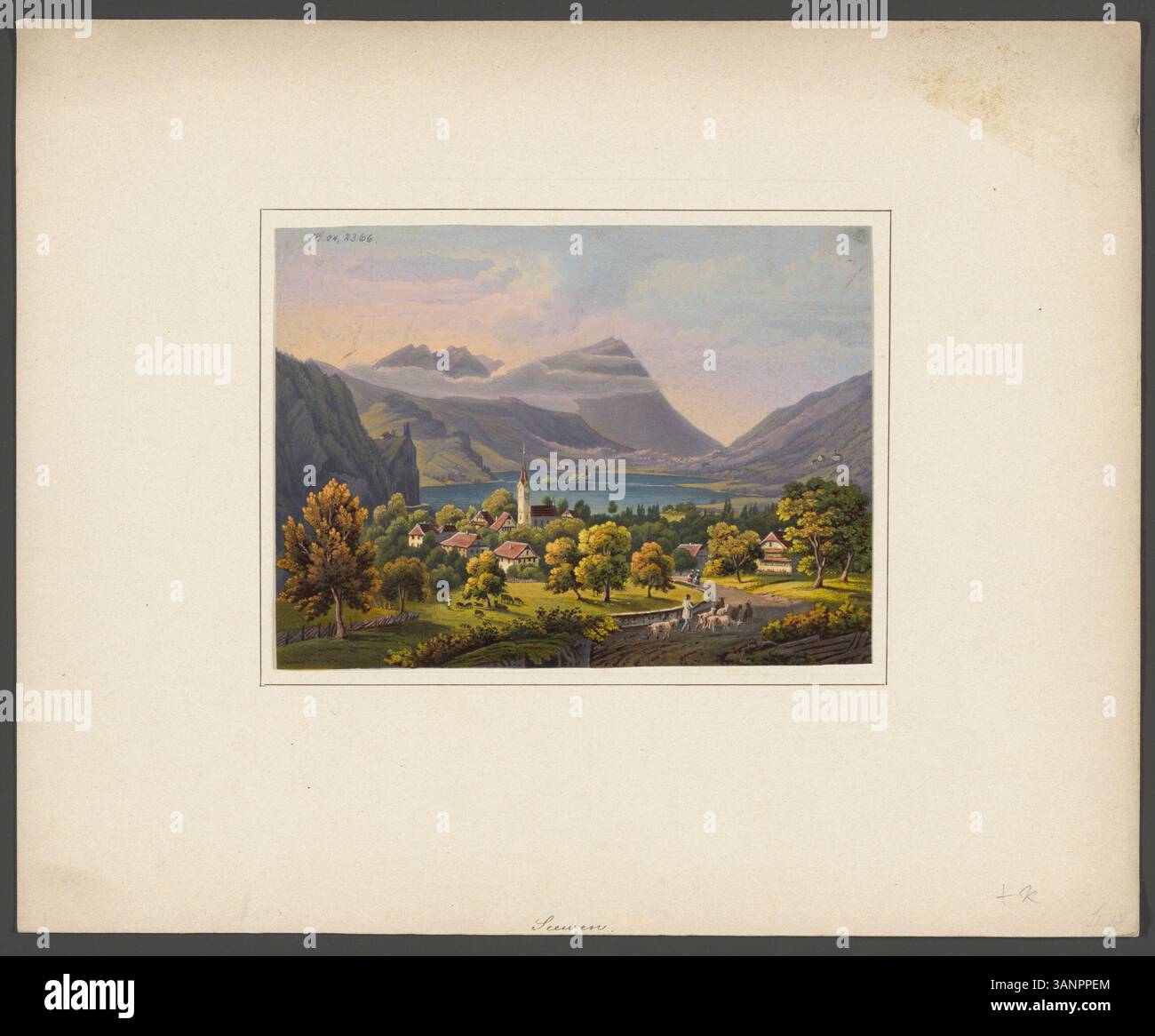 This 19th-century aquatint print by Anton Winterlin and Ludwig Vogel captures the view of Sewen ...