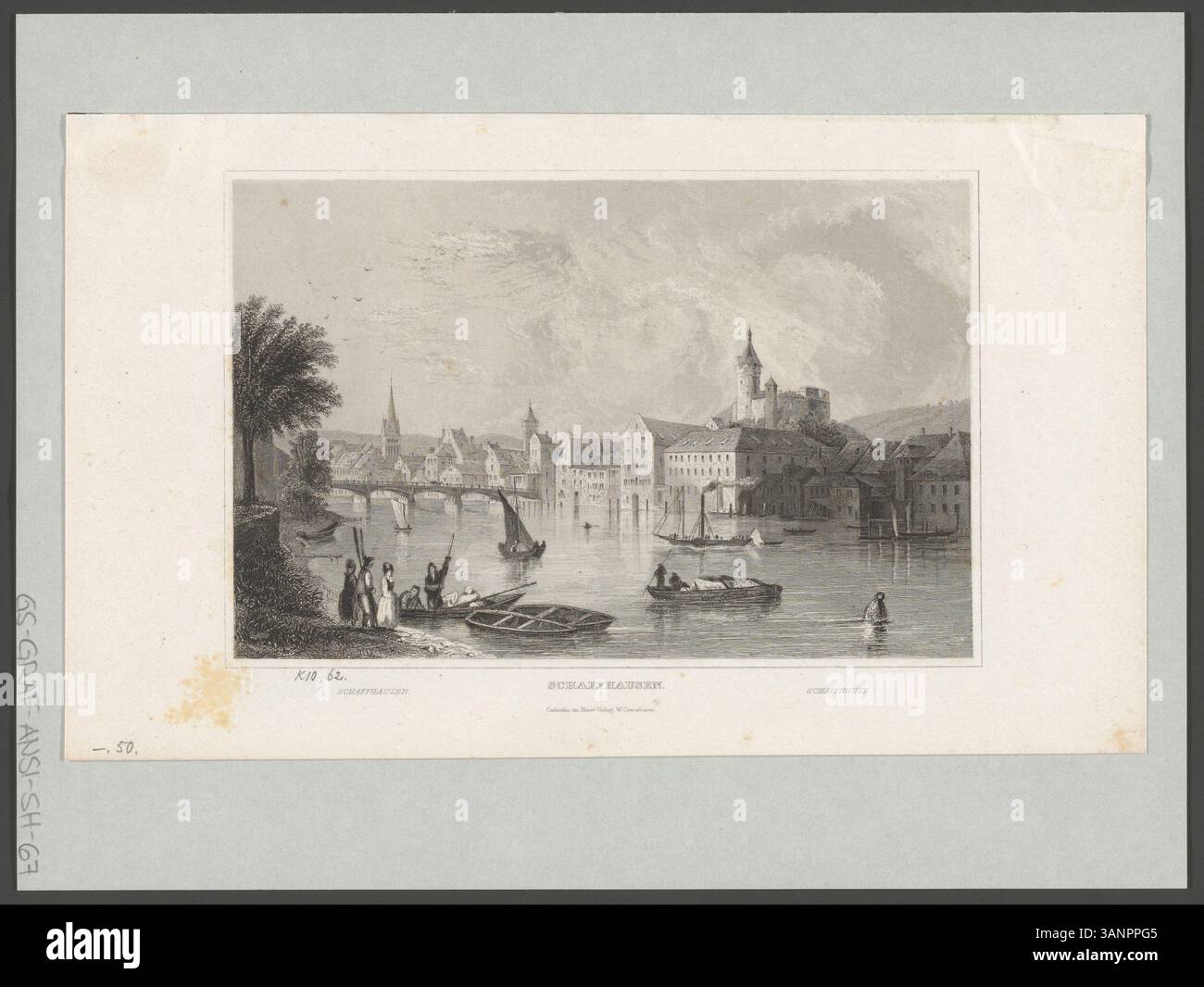 A steel engraving print of Schaffhausen from around 1836. The print ...